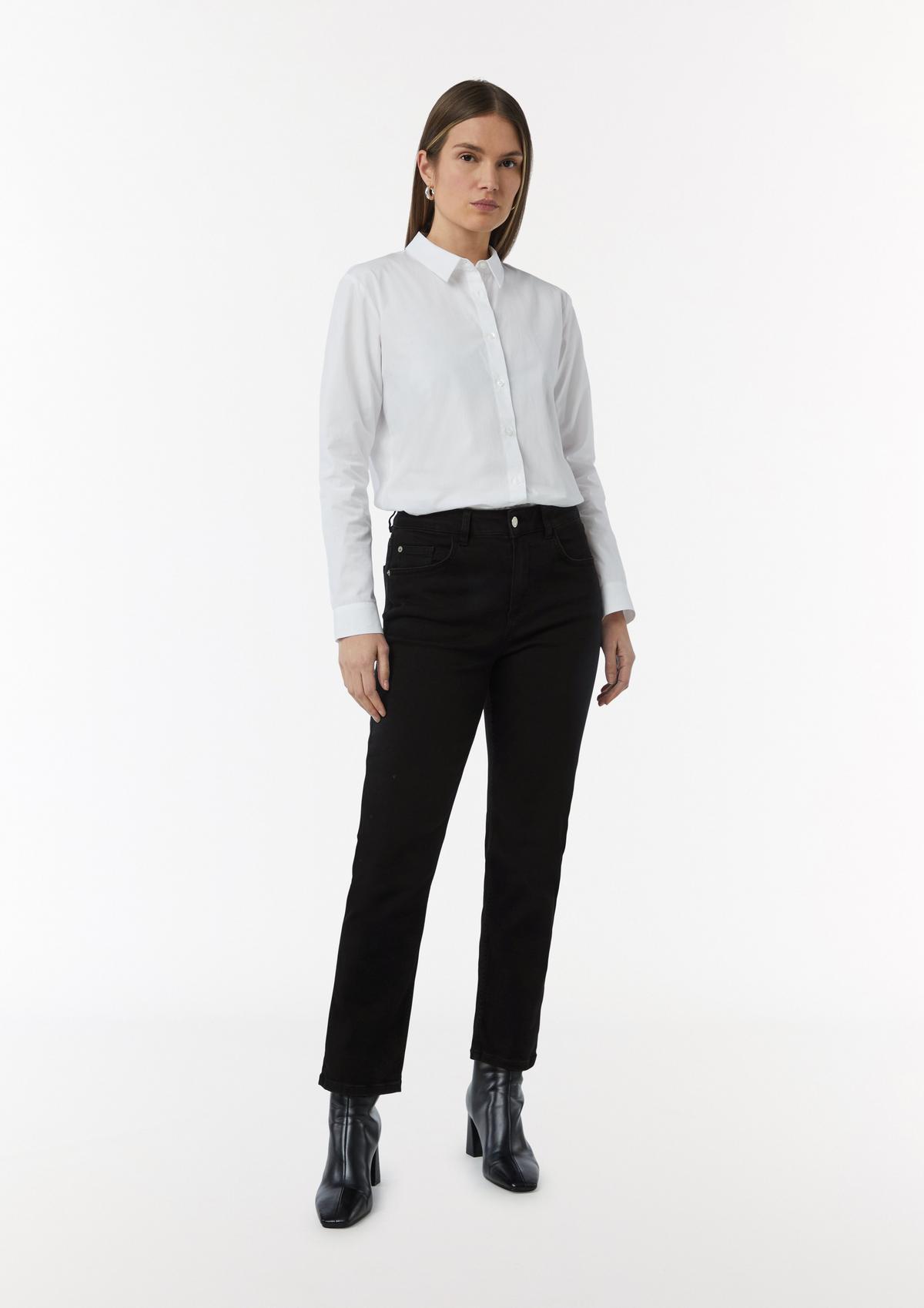 Stretch cotton jeans with a straight leg - black | Comma