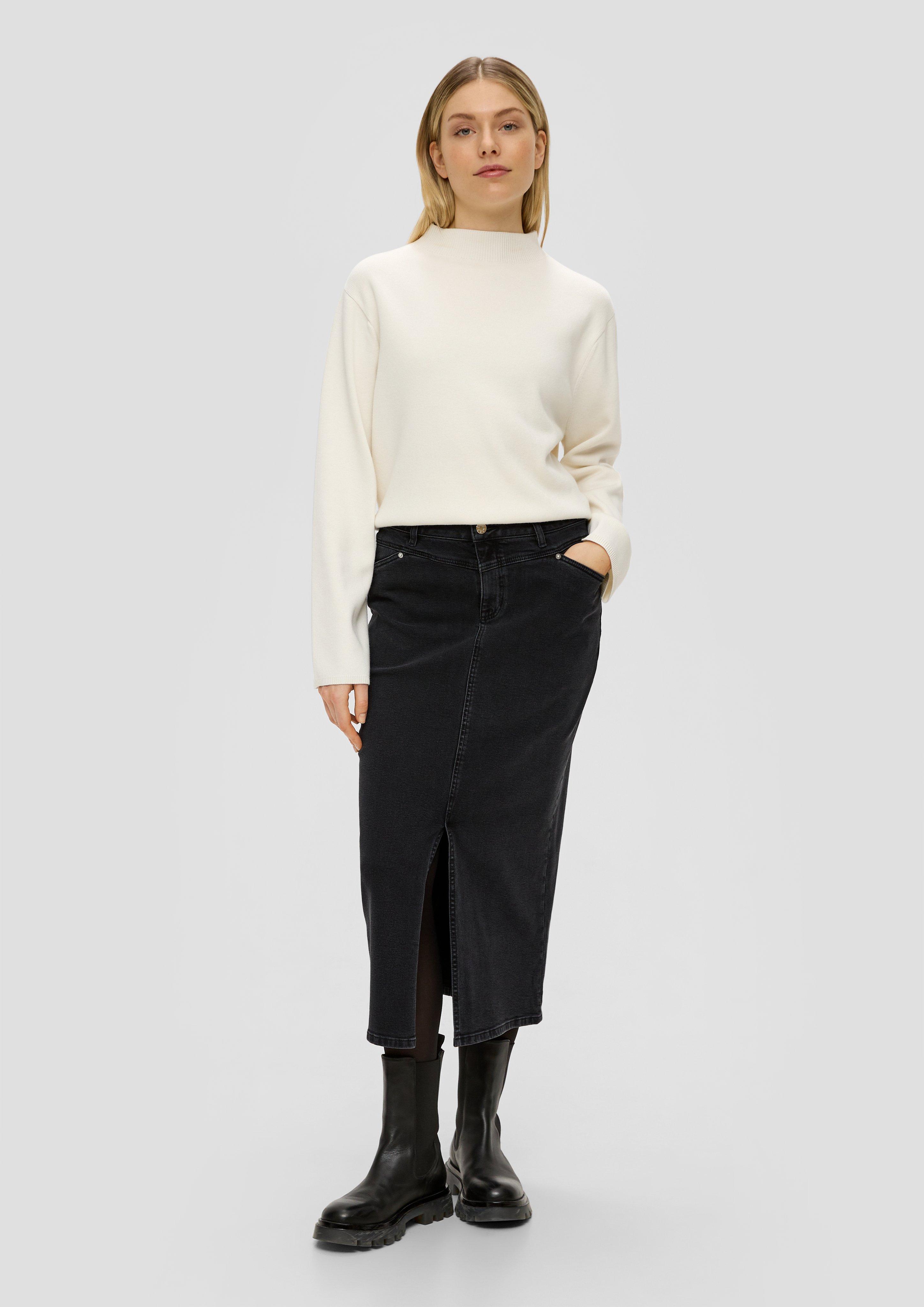 Midi-Rock aus Denim - schwarz | s.Oliver