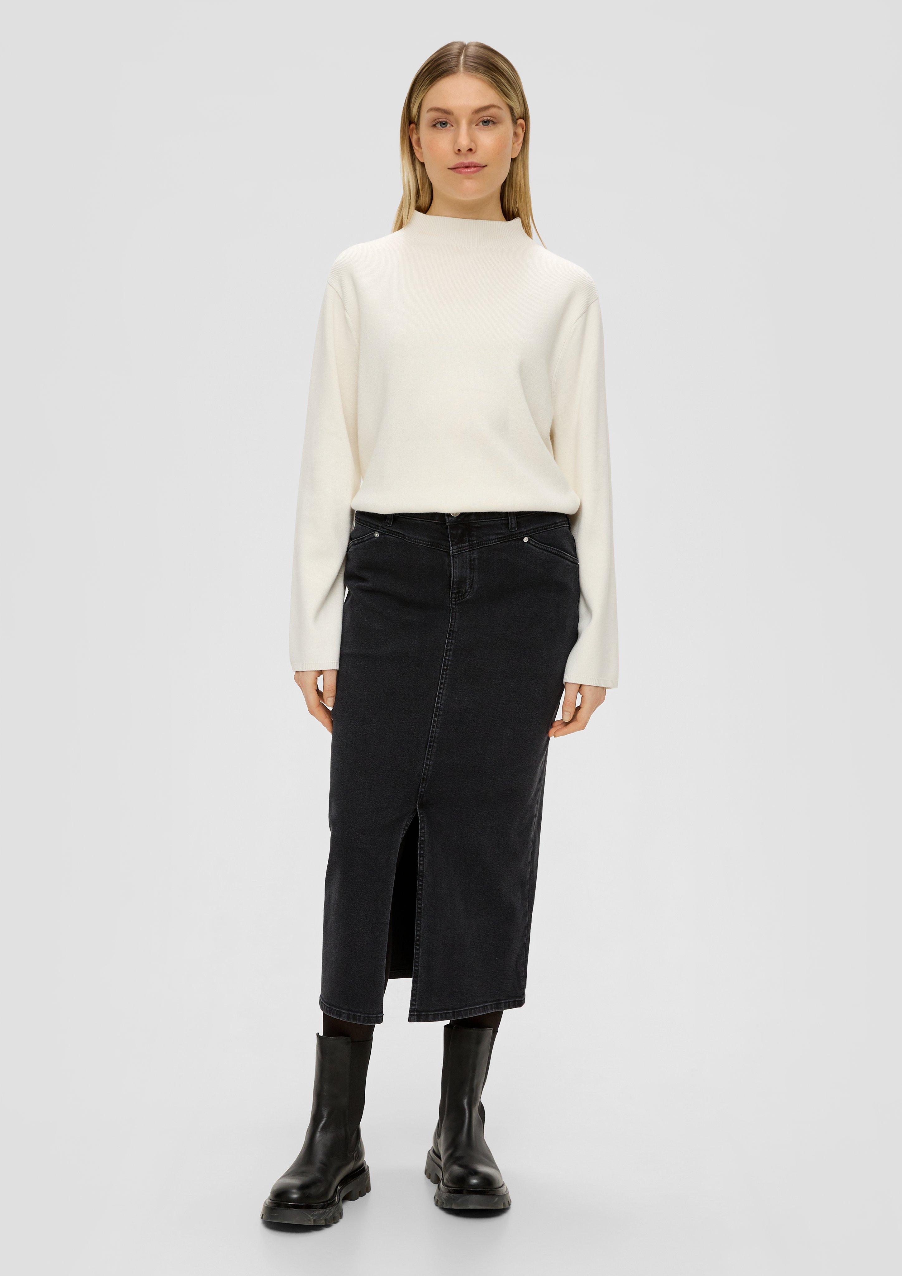 Midi-Rock aus Denim - schwarz | s.Oliver