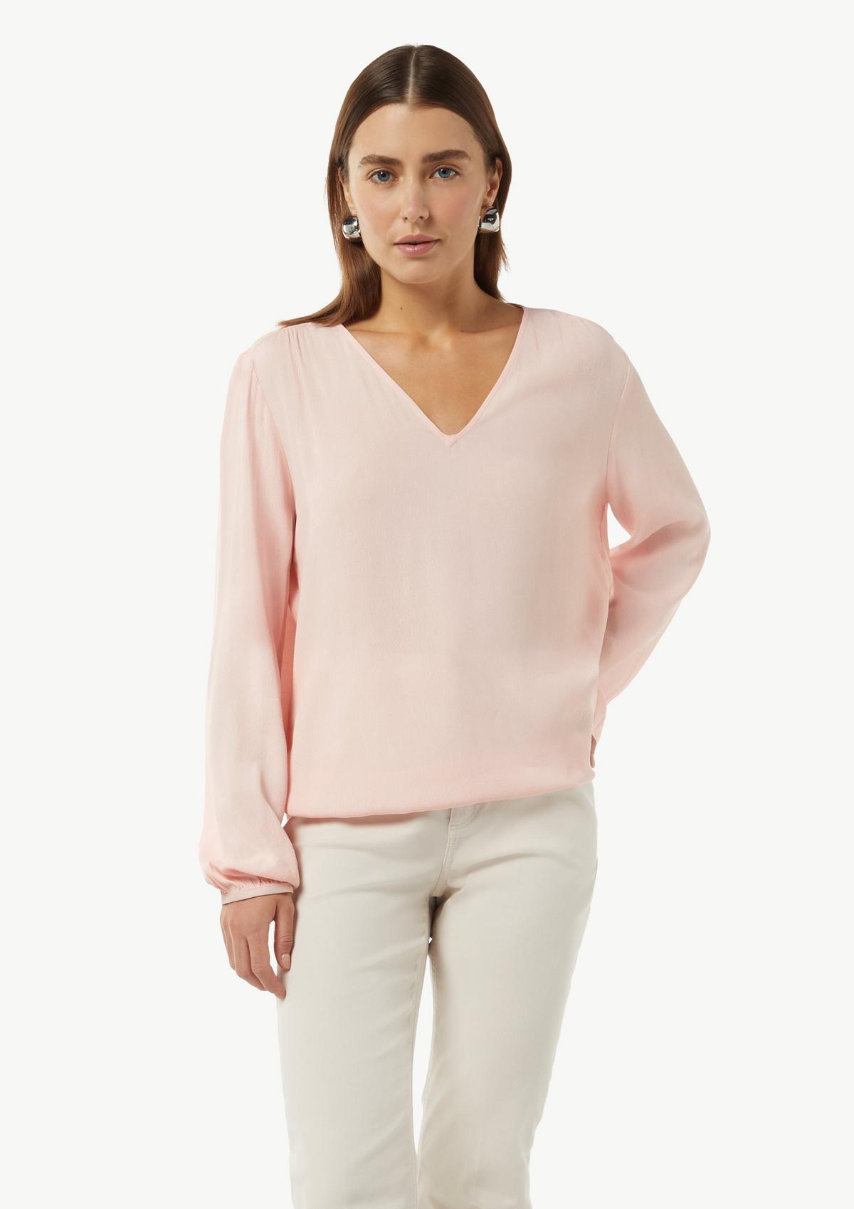 Blouse in a crêpe look with a gathered hem - peach | Comma