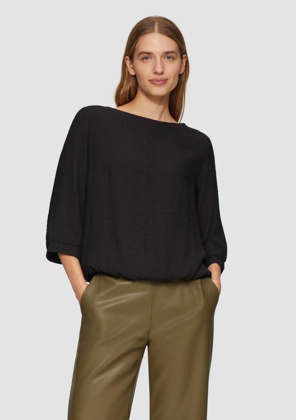 Mixed fabric top in a relaxed fit with wide sleeves - black | s.Oliver