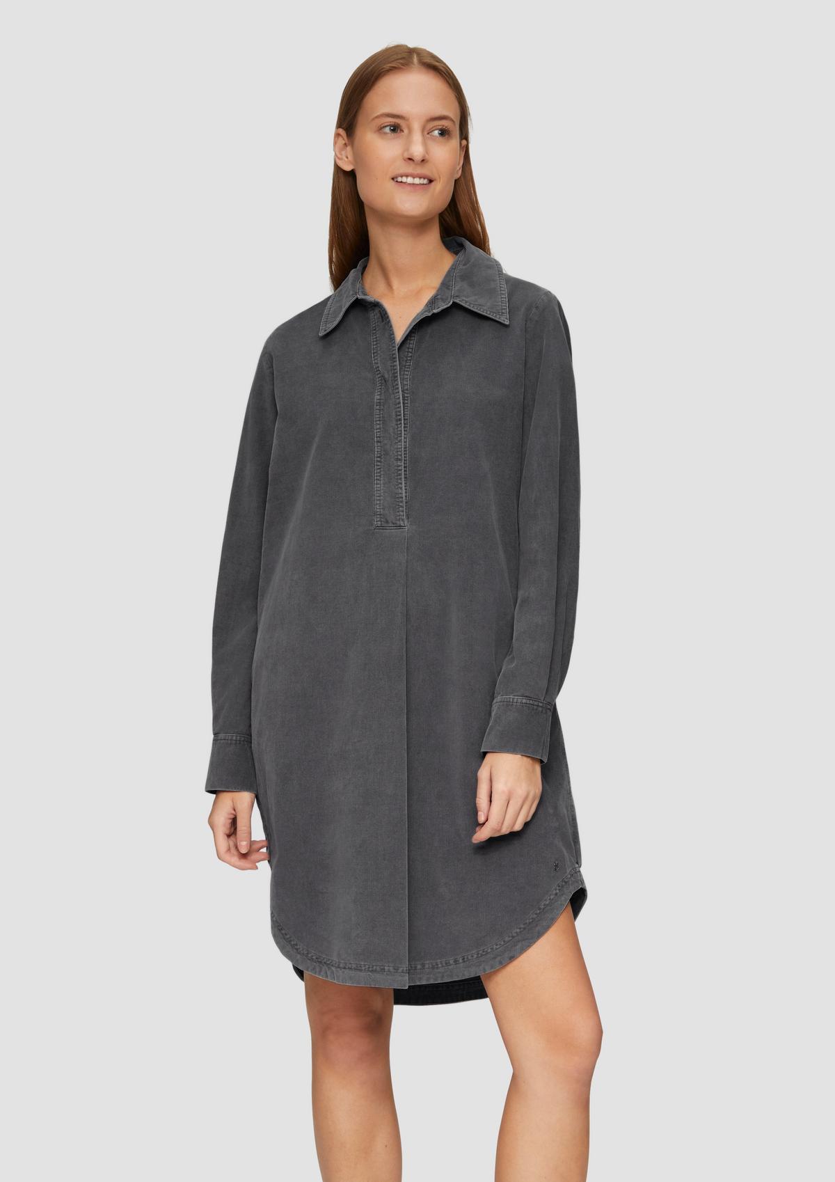 Needlecord shirt dress with side slit pockets - dark grey | s.Oliver
