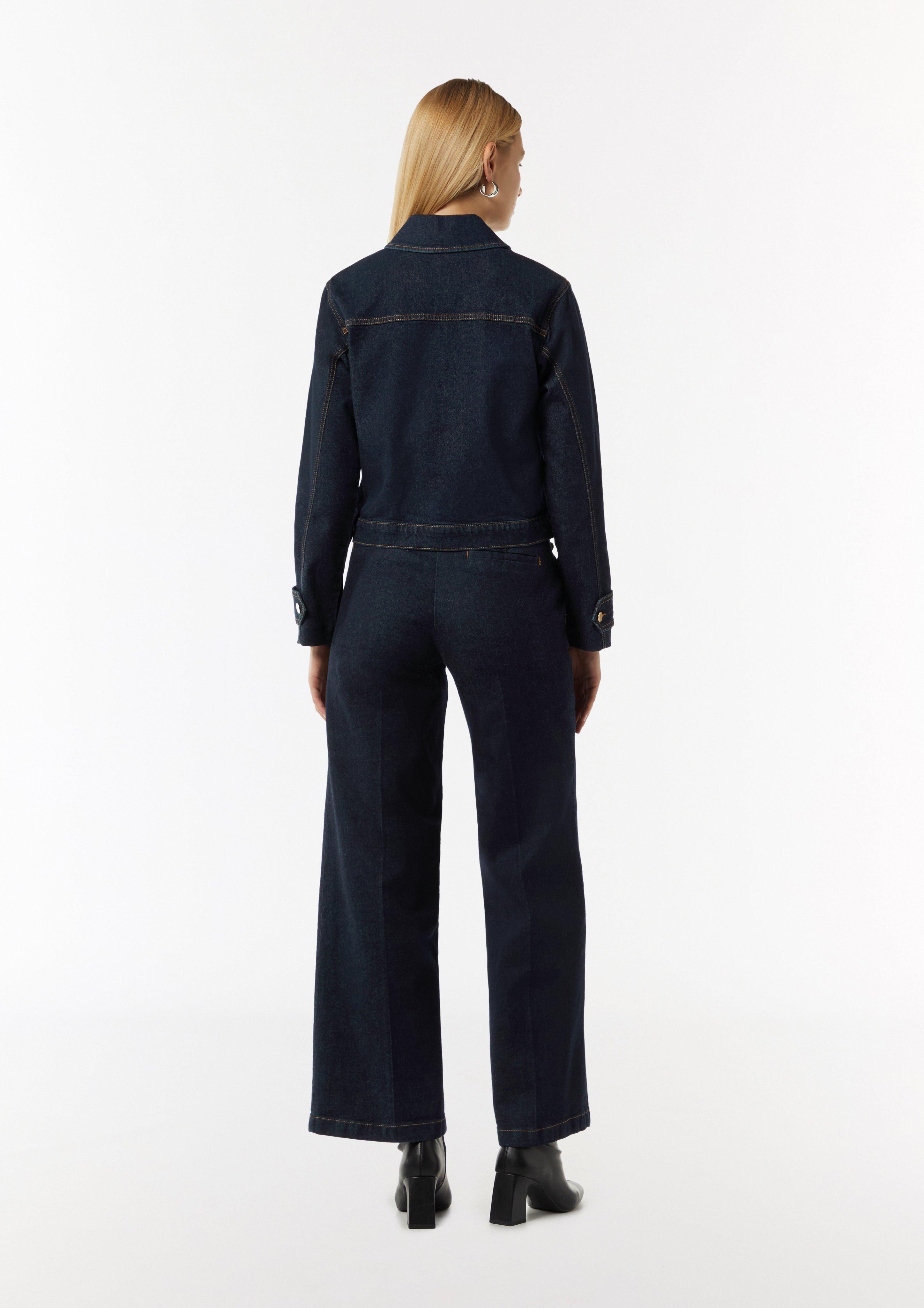 Boxy denim jacket with gold-coloured buttons - navy | Comma Boxy denim jacket with gold-coloured buttons - navy | Comma