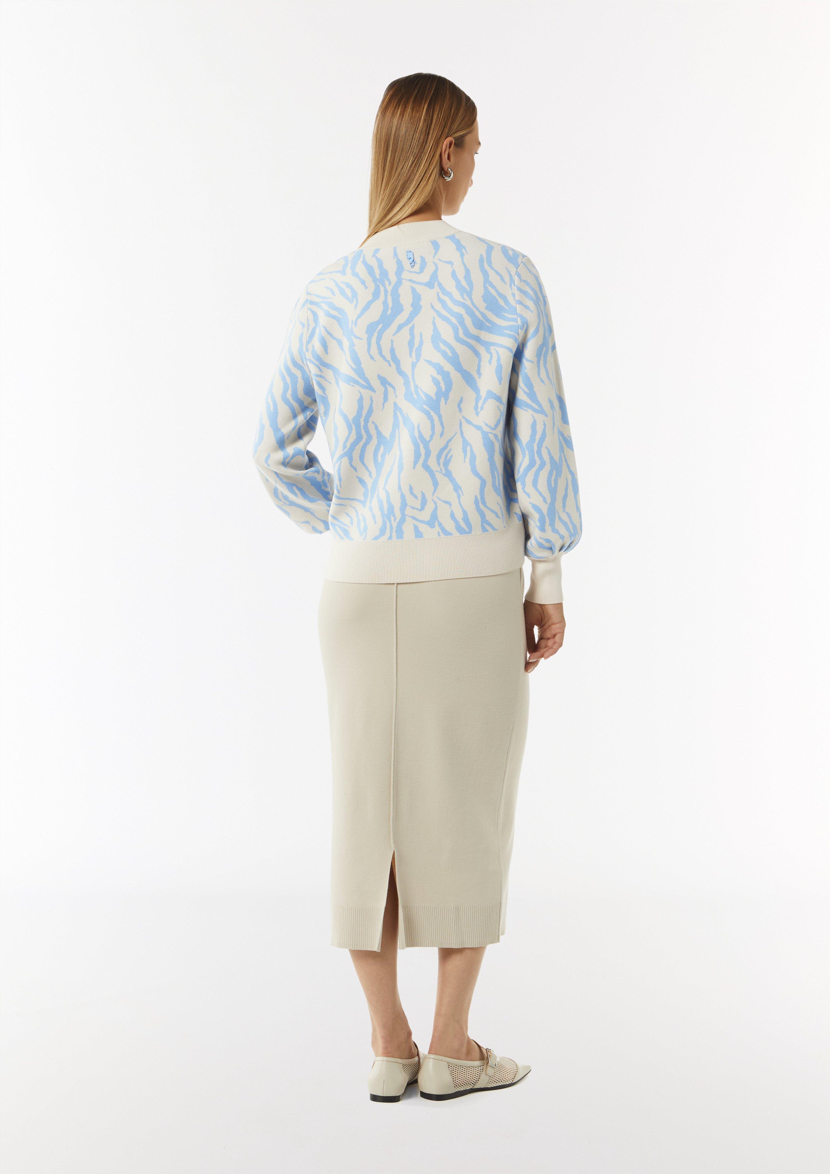 Fine knit jumper with a jacquard pattern - sky blue | Comma Fine knit jumper with a jacquard pattern - sky blue | Comma