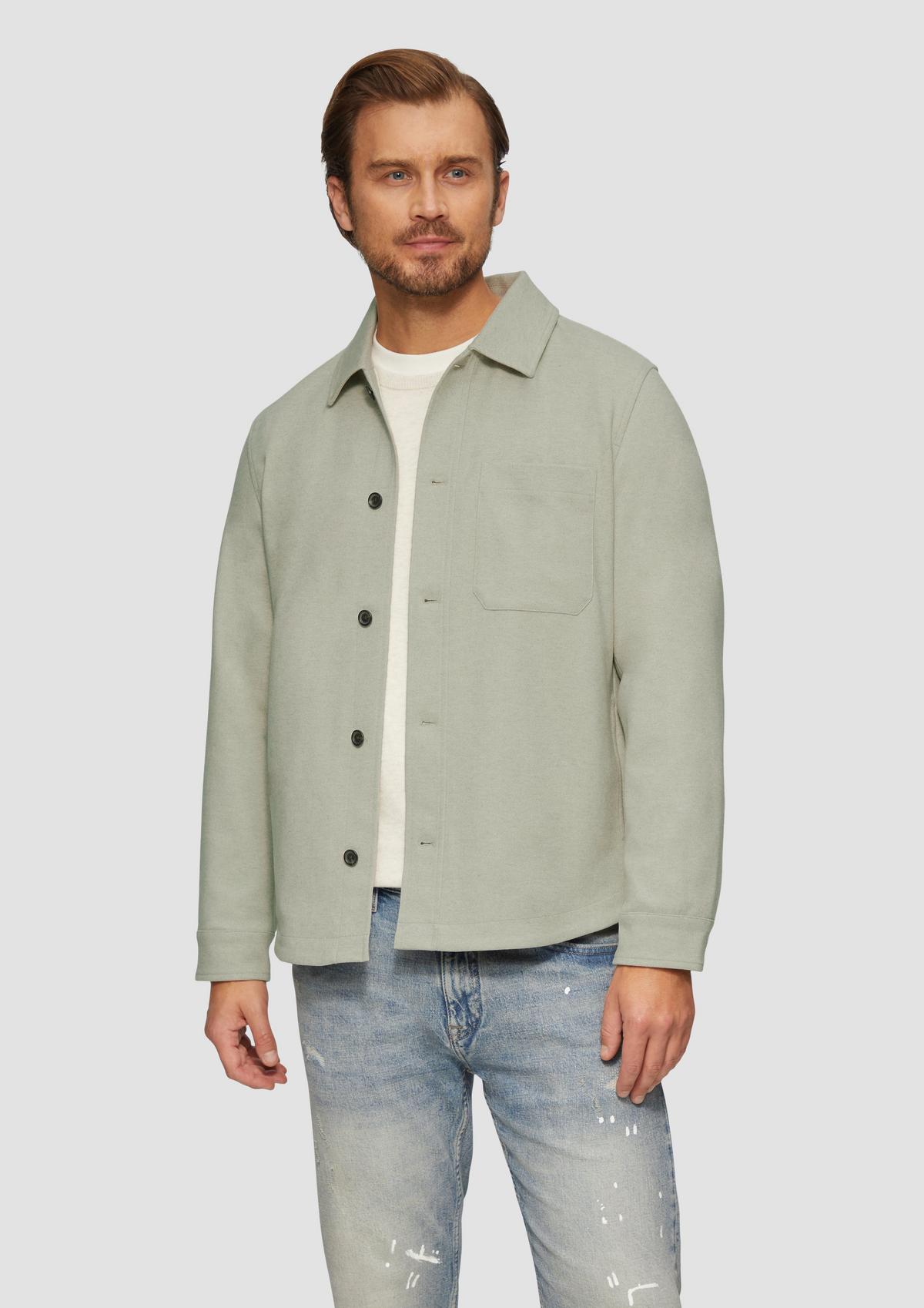Lined shirt jacket in a wool look with slit pockets - light Lined shirt jacket in a wool look with slit pockets - light