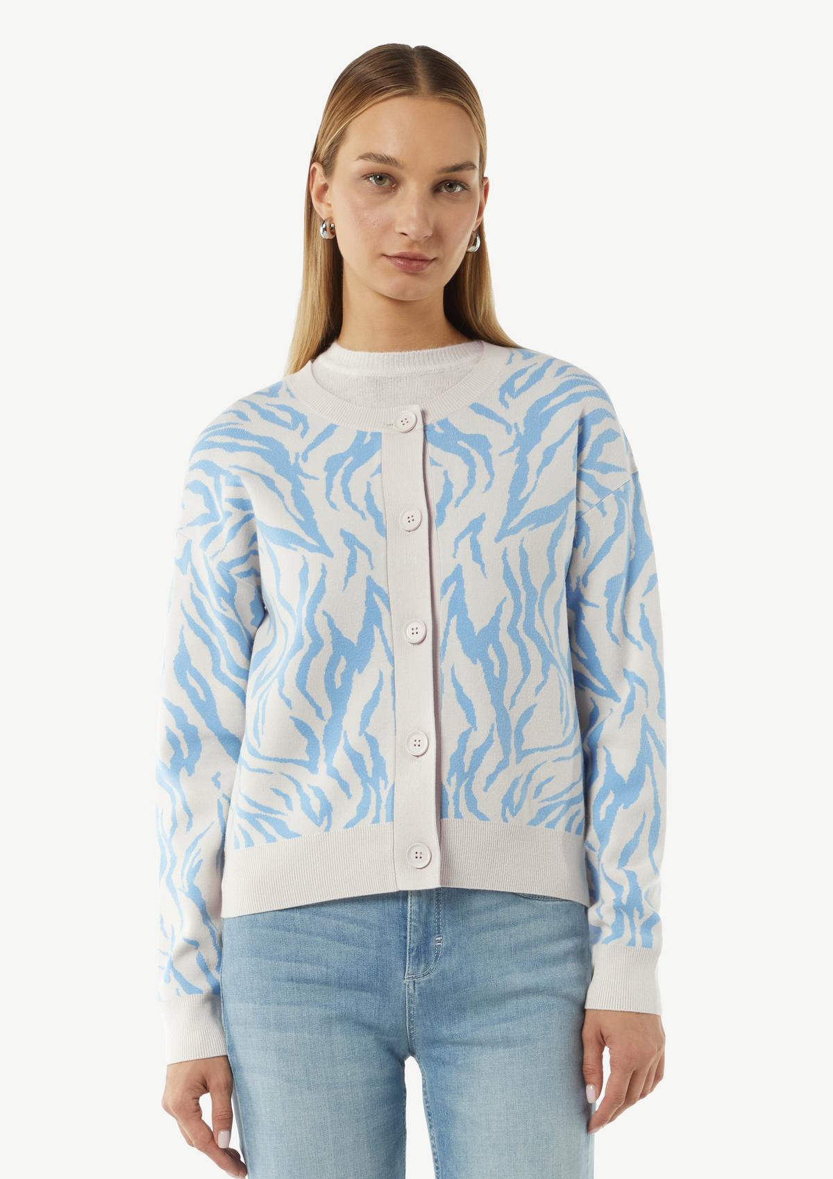 Strickjacke mit Jacquard-Muster - himmelblau | Comma