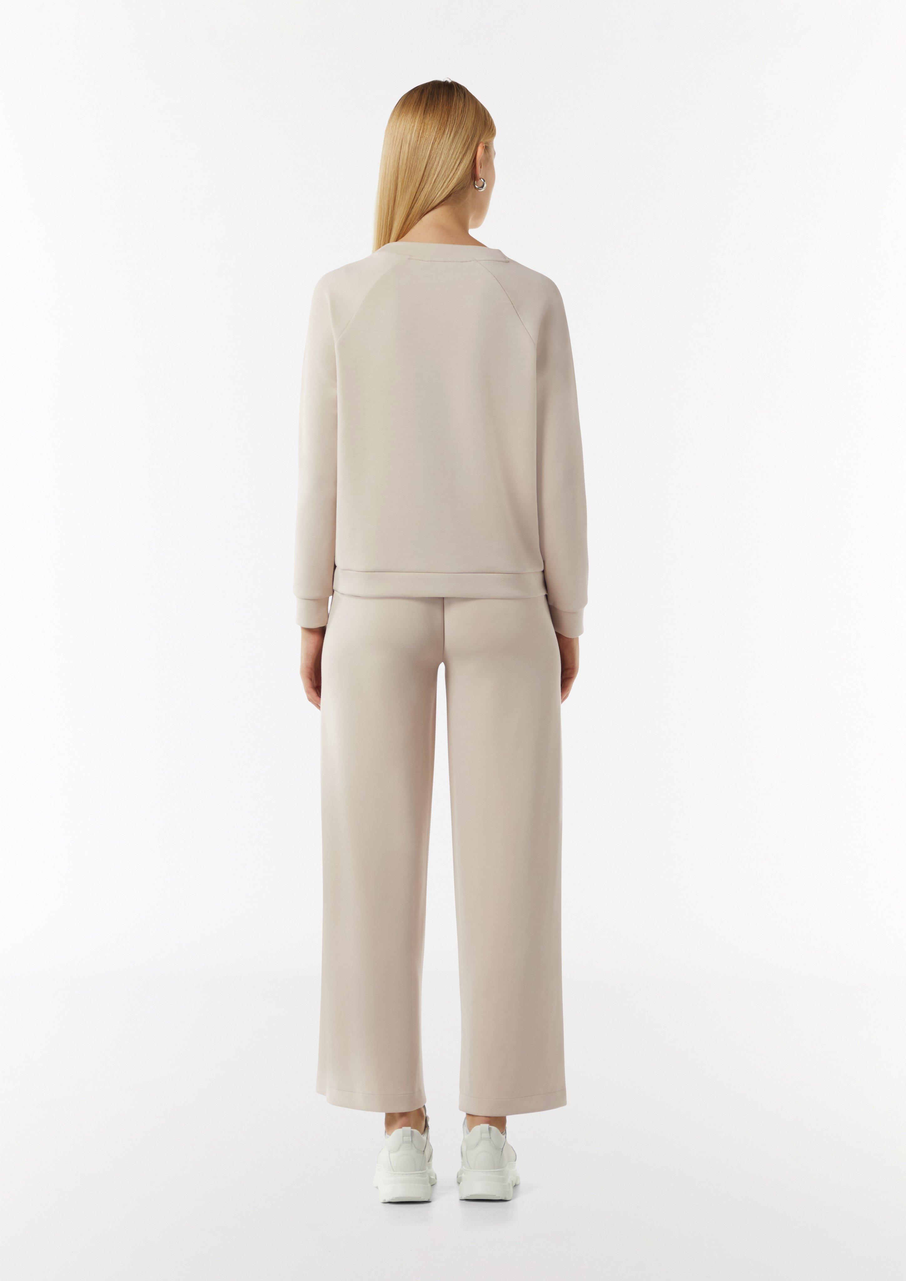 Jersey sweatshirt with a jewel detail - light beige | Comma Jersey sweatshirt with a jewel detail - light beige | Comma