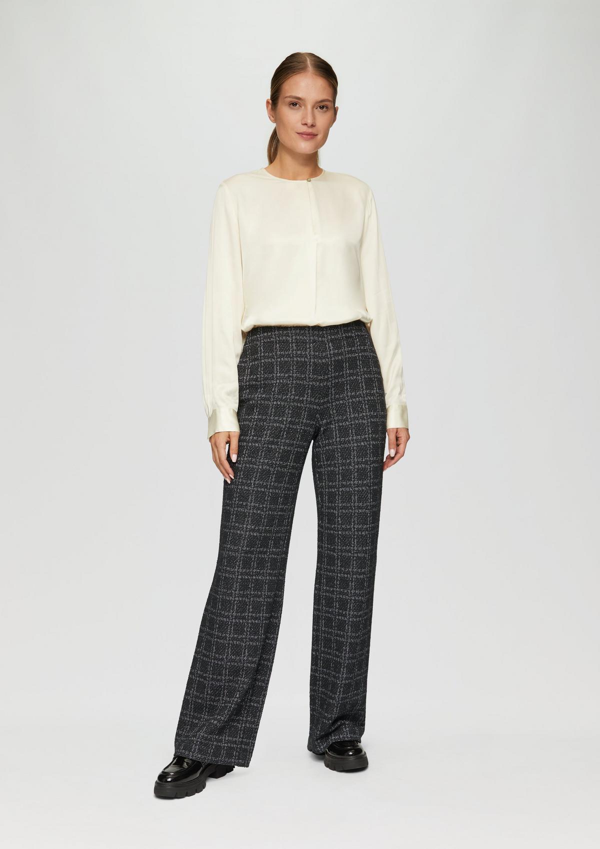 Check trousers with glitter yarn and an elasticated waistband - black ...