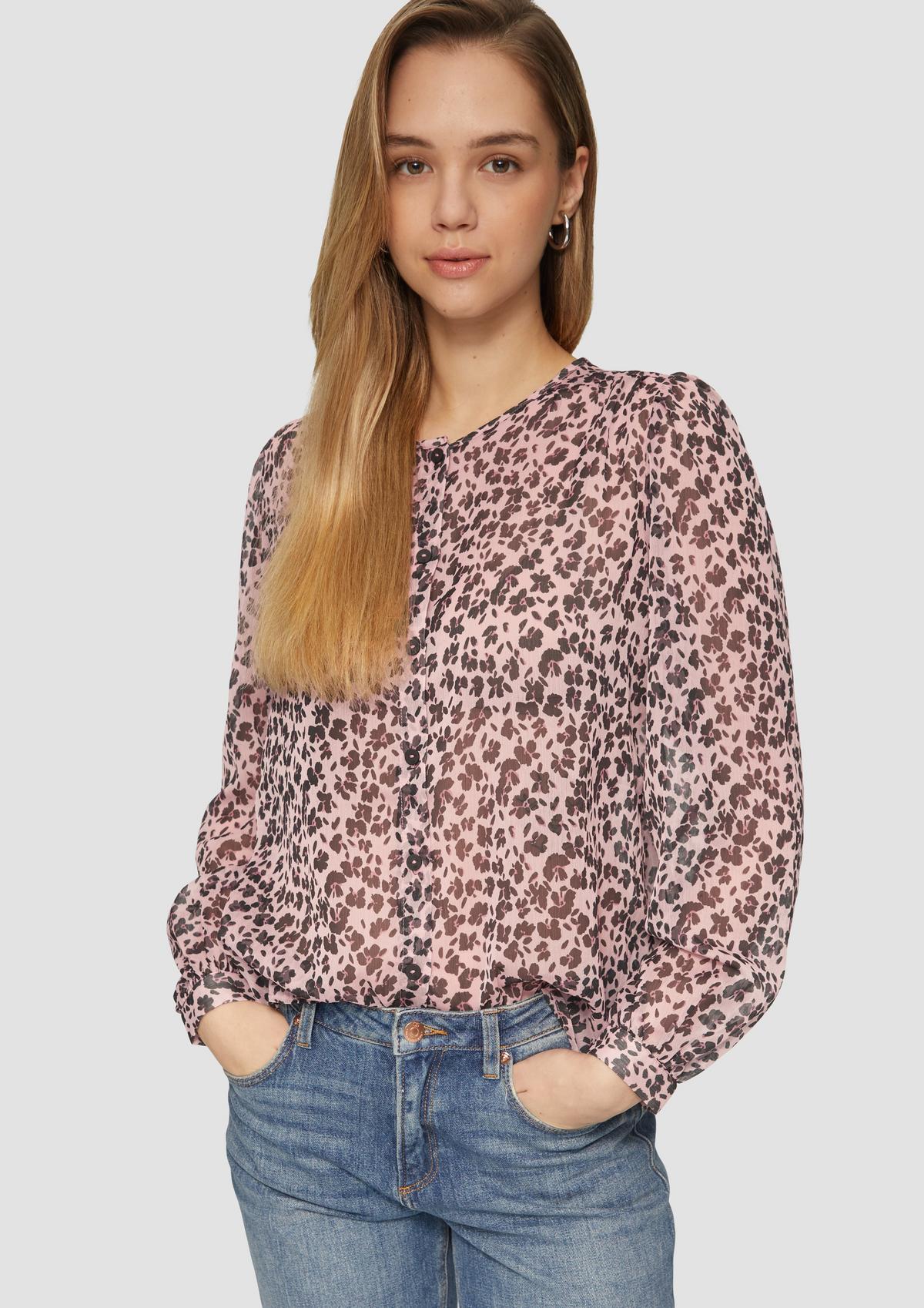 Slightly transparent chiffon blouse with all over print - soft rose | s ...