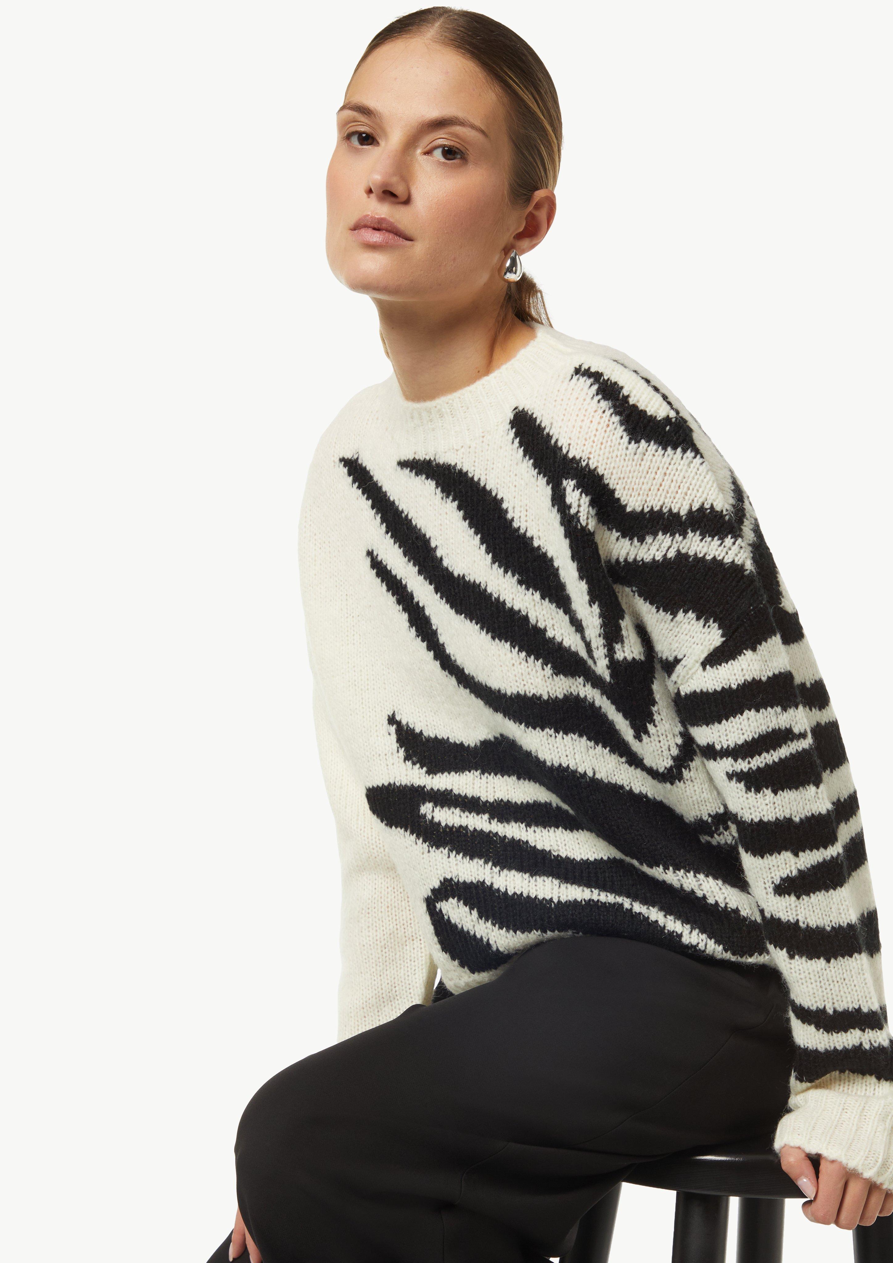 Knitted jumper with intarsia - white | Comma Knitted jumper with intarsia - white | Comma