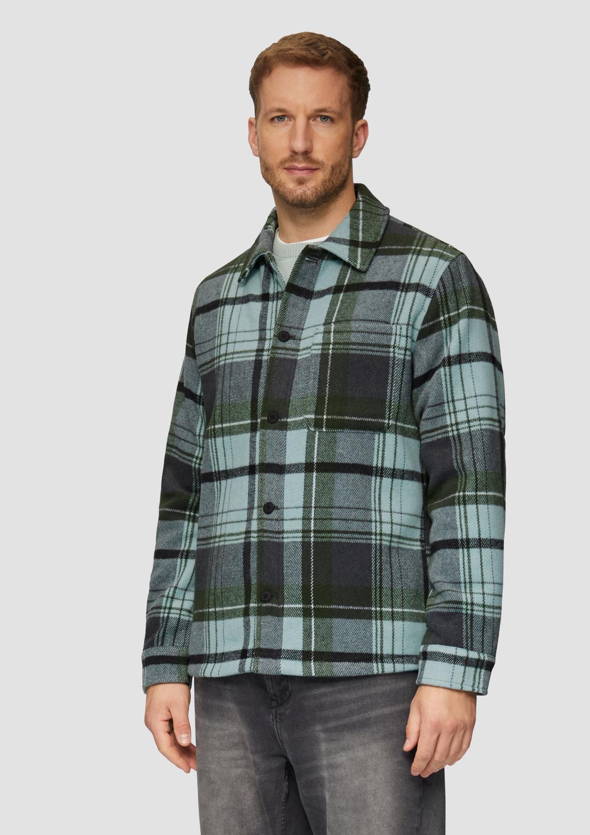 Check overshirt with a breast pocket and lining - sage green | s.Oliver