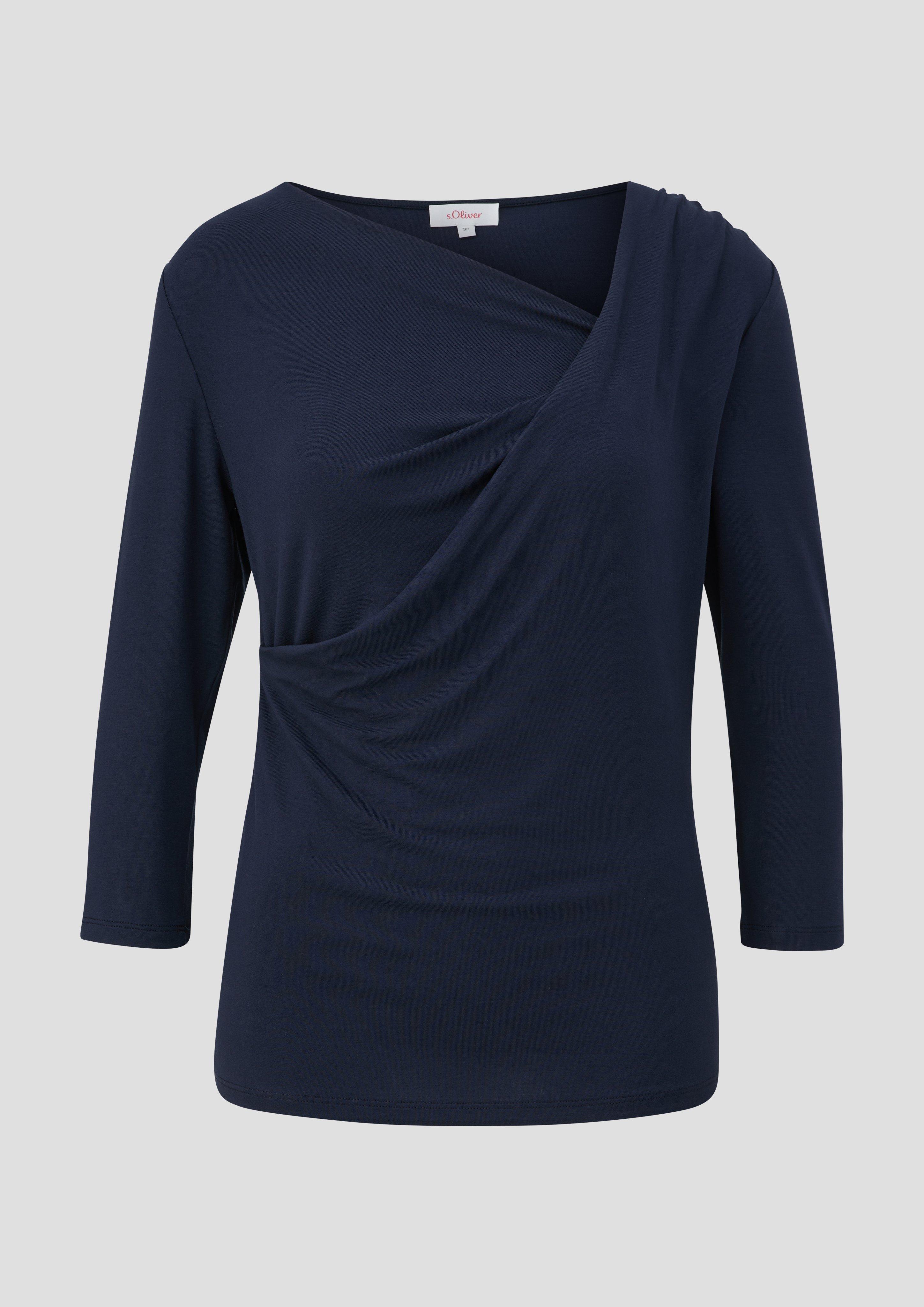 Stretch viscose top with draping - navy | s.Oliver