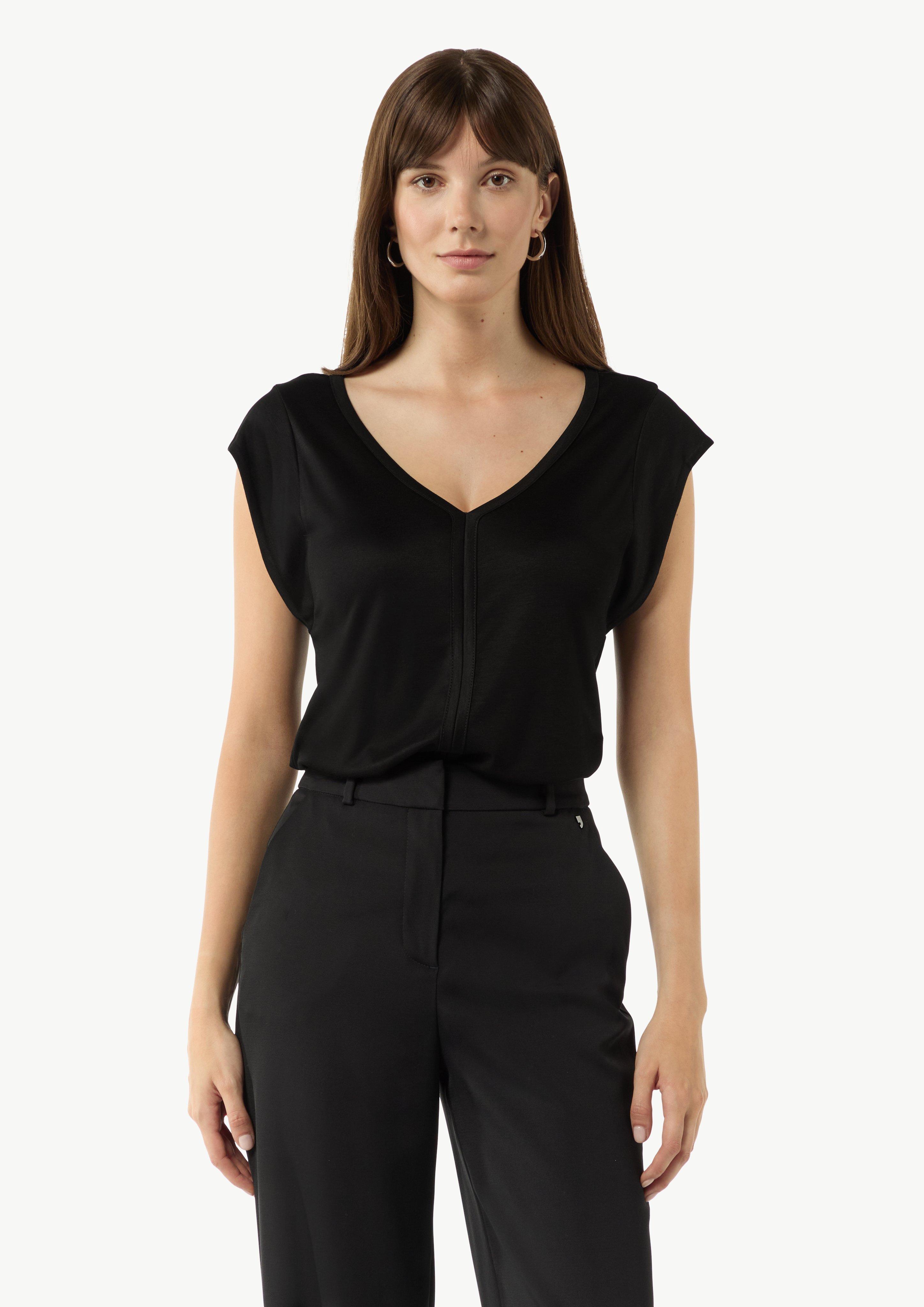 Viscose top with cap sleeves - black | Comma