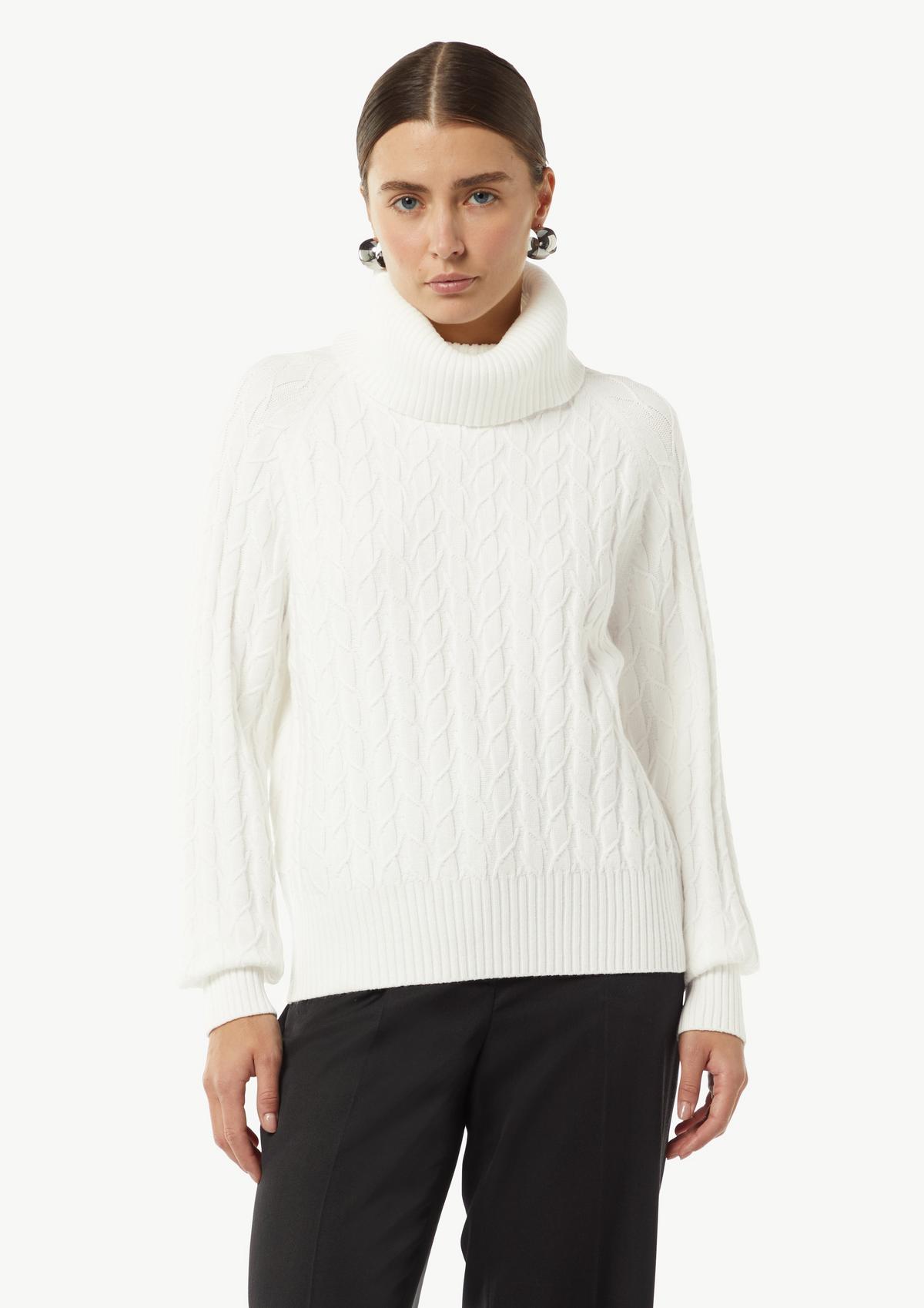 Strickpullover mit hohem Rollkragen - weiß | Comma