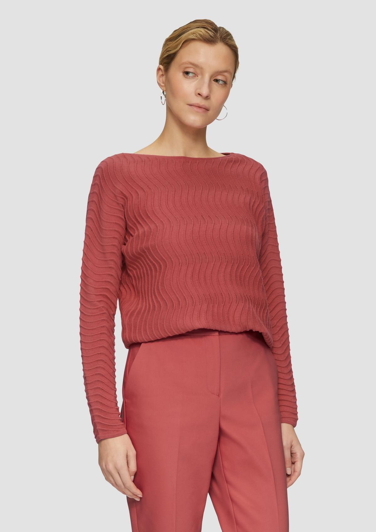 Fine knit jumper with a wavy texture - raspberry | s.Oliver
