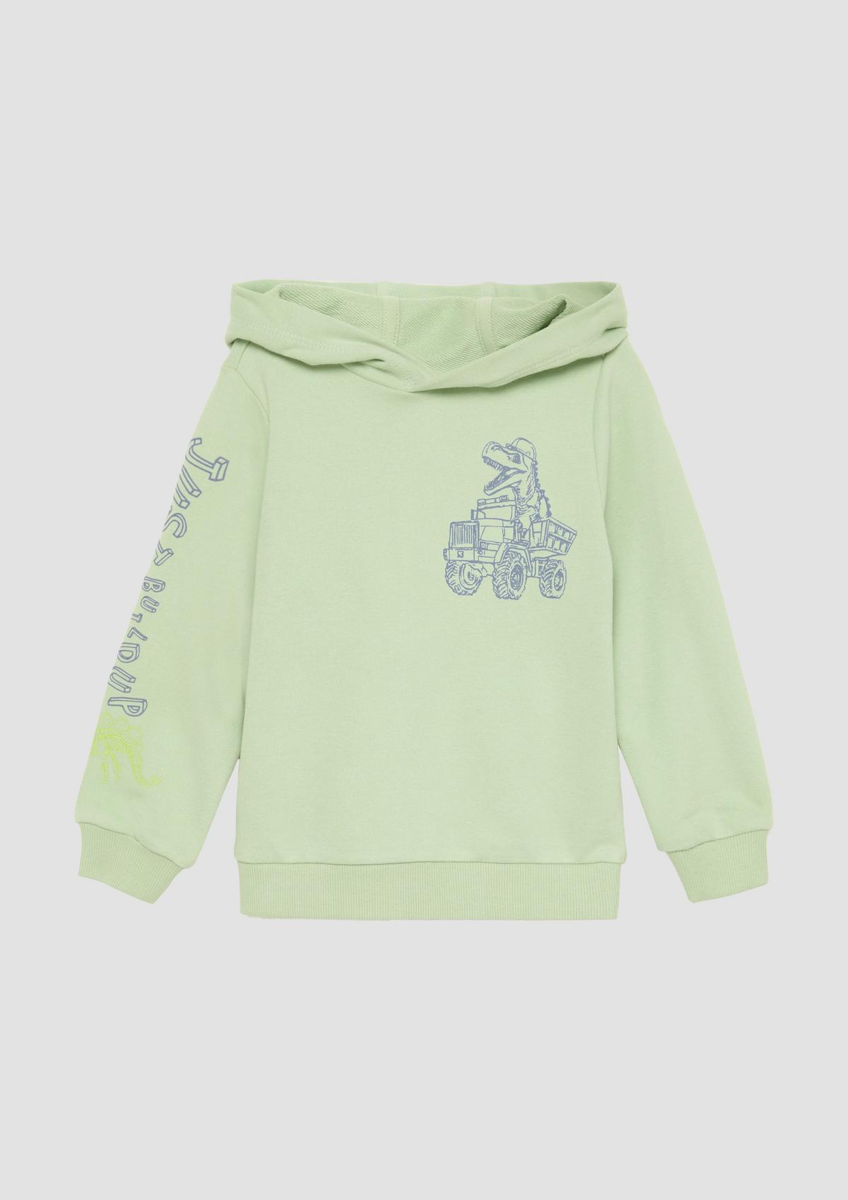 Cotton blend hooded sweatshirt with a front print and sleeve print ...