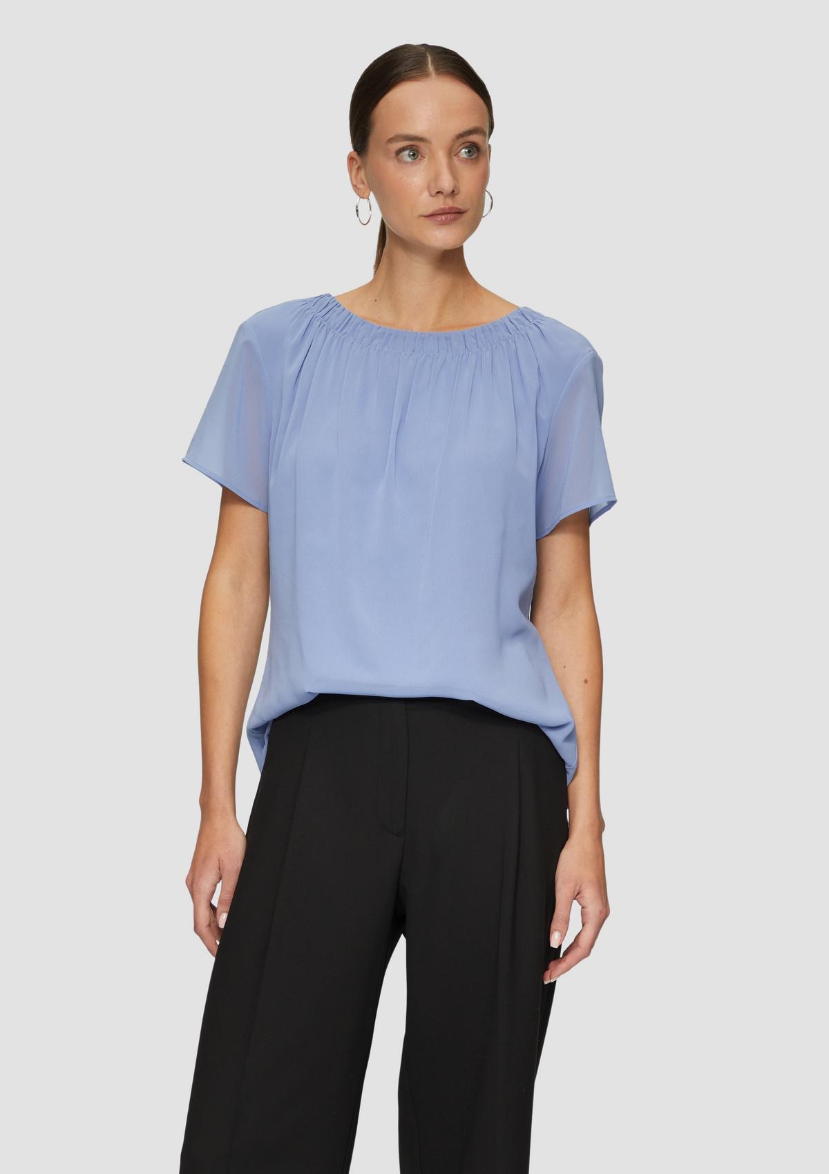 Chiffon blouse with pleats at the neckline - azur blue | s.Oliver