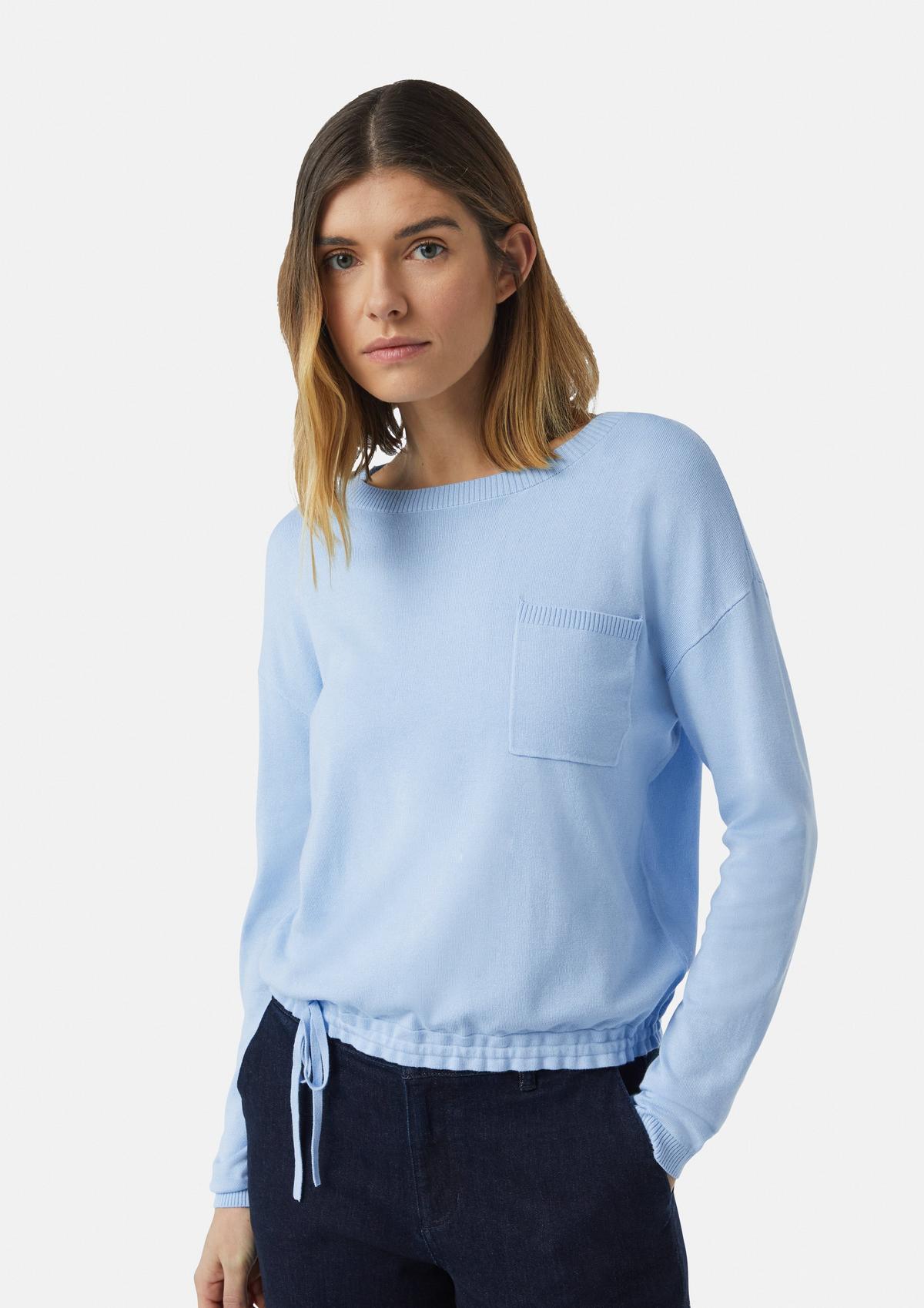 Fine knit jumper with drawstring - light blue | Comma