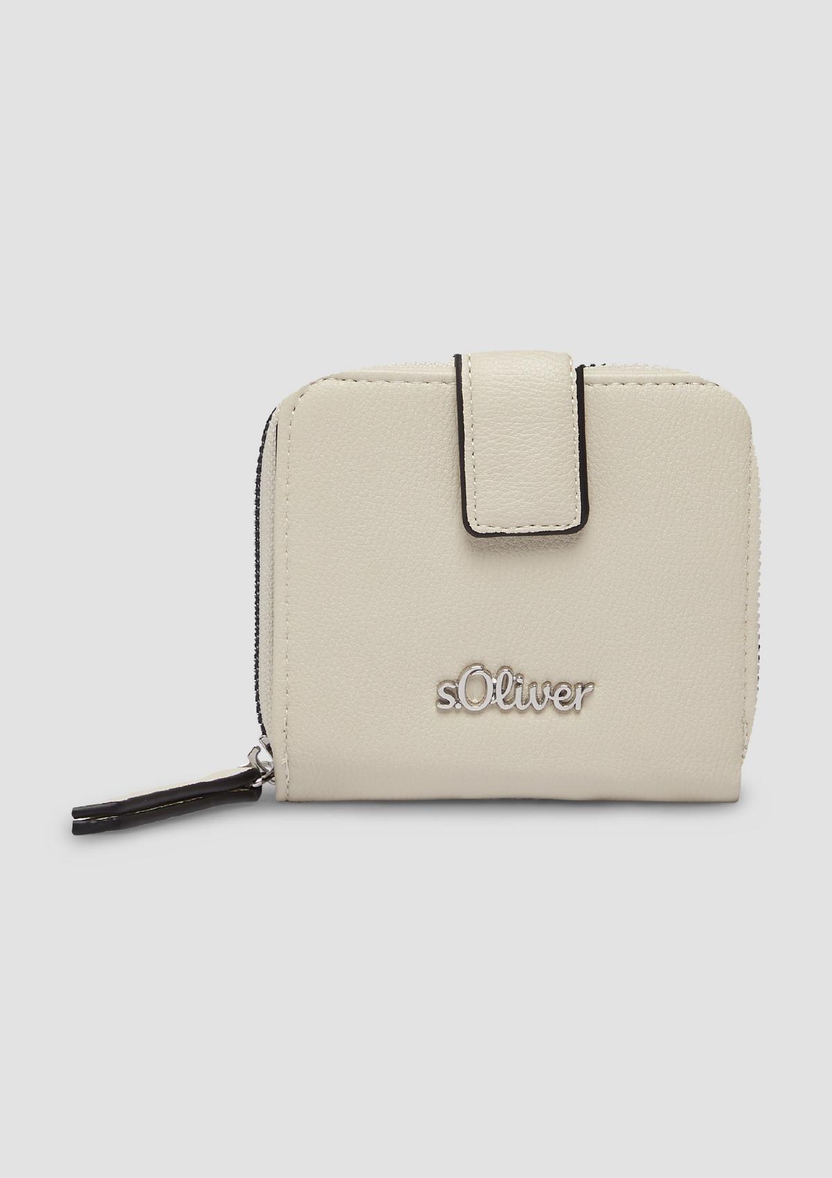 Handy wallet with a zip compartment and logo detail - light beige | s ...