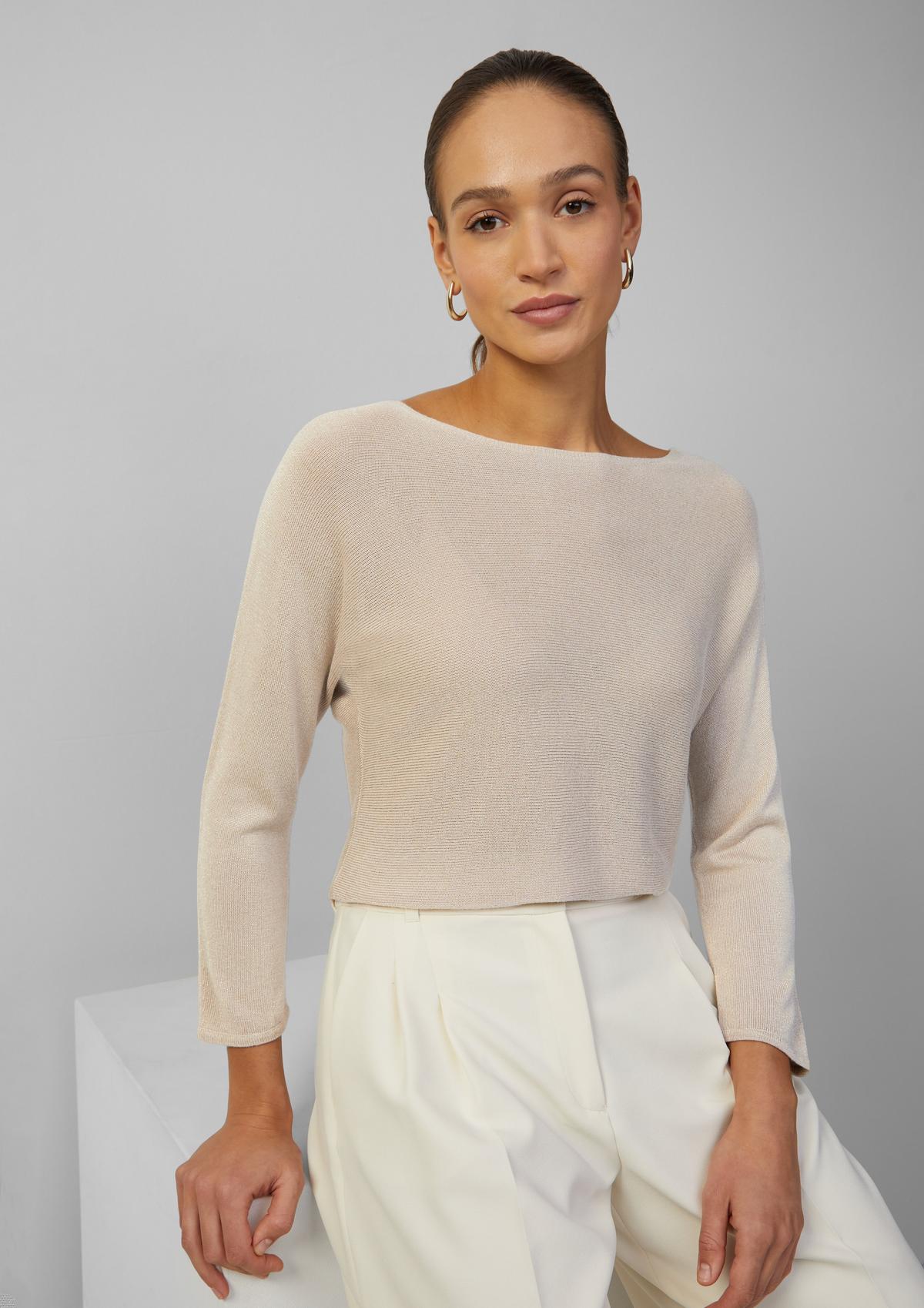 Fine knit jumper with glitter yarn and batwing sleeves - beige | s.Oliver