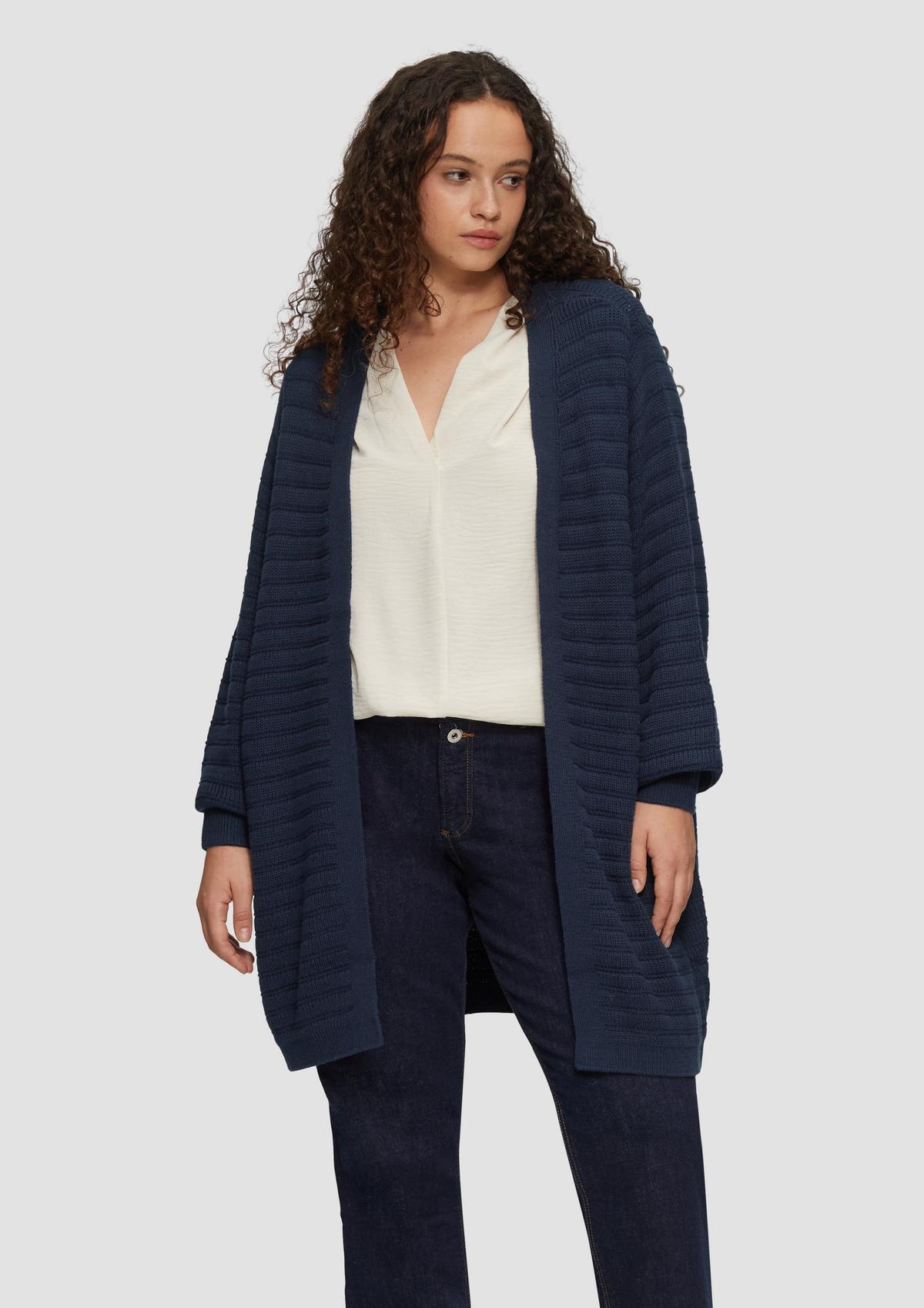 Open cotton mix cardigan with a structured pattern - deep blue | s.Oliver