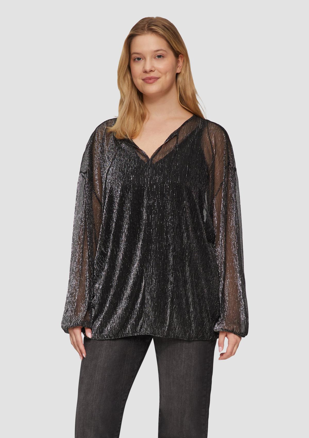 Sheer mesh blouse with sparkly thread and dropped shoulders - black | s ...