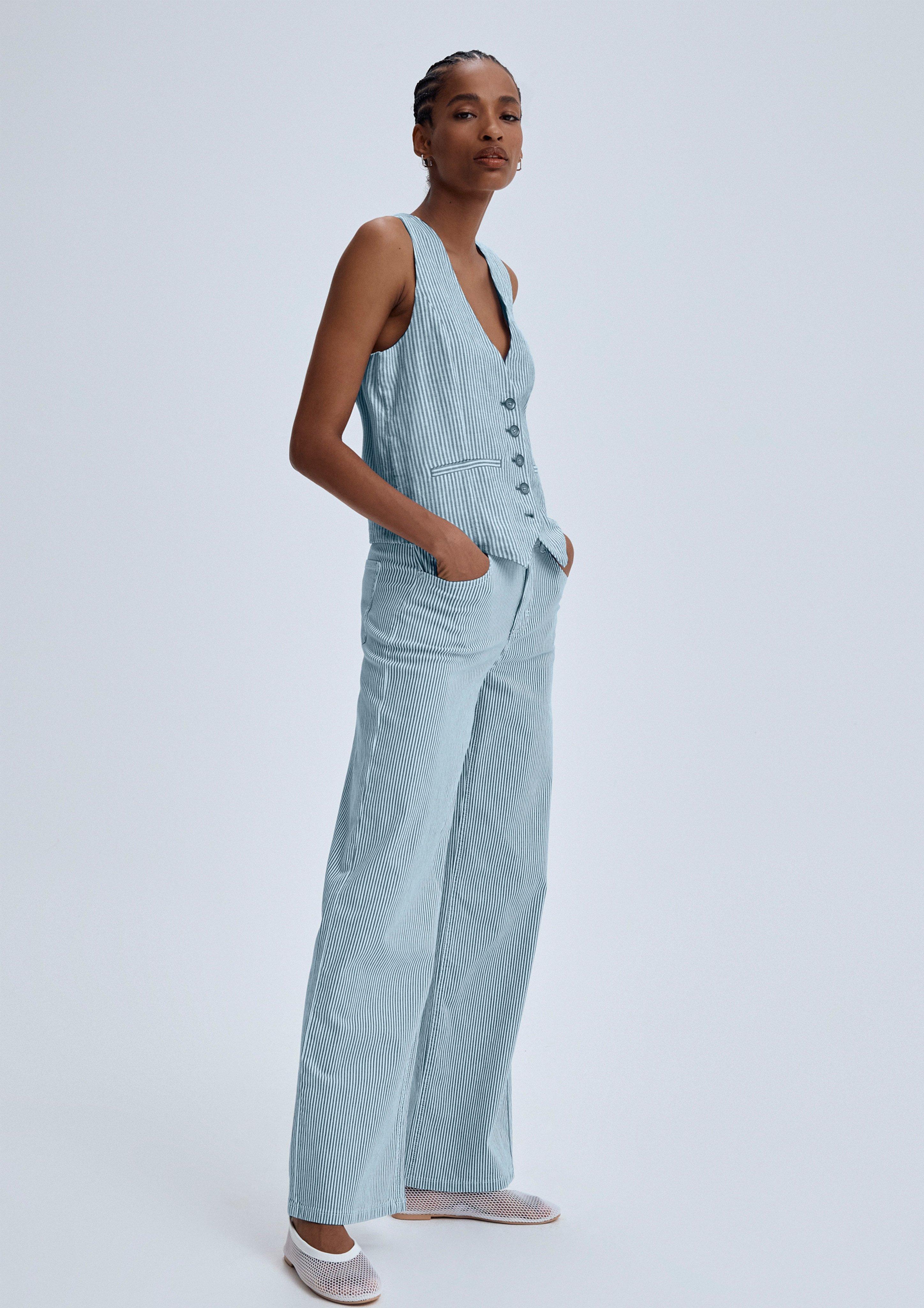Stretchy jeans with a wide leg - light blue | Comma