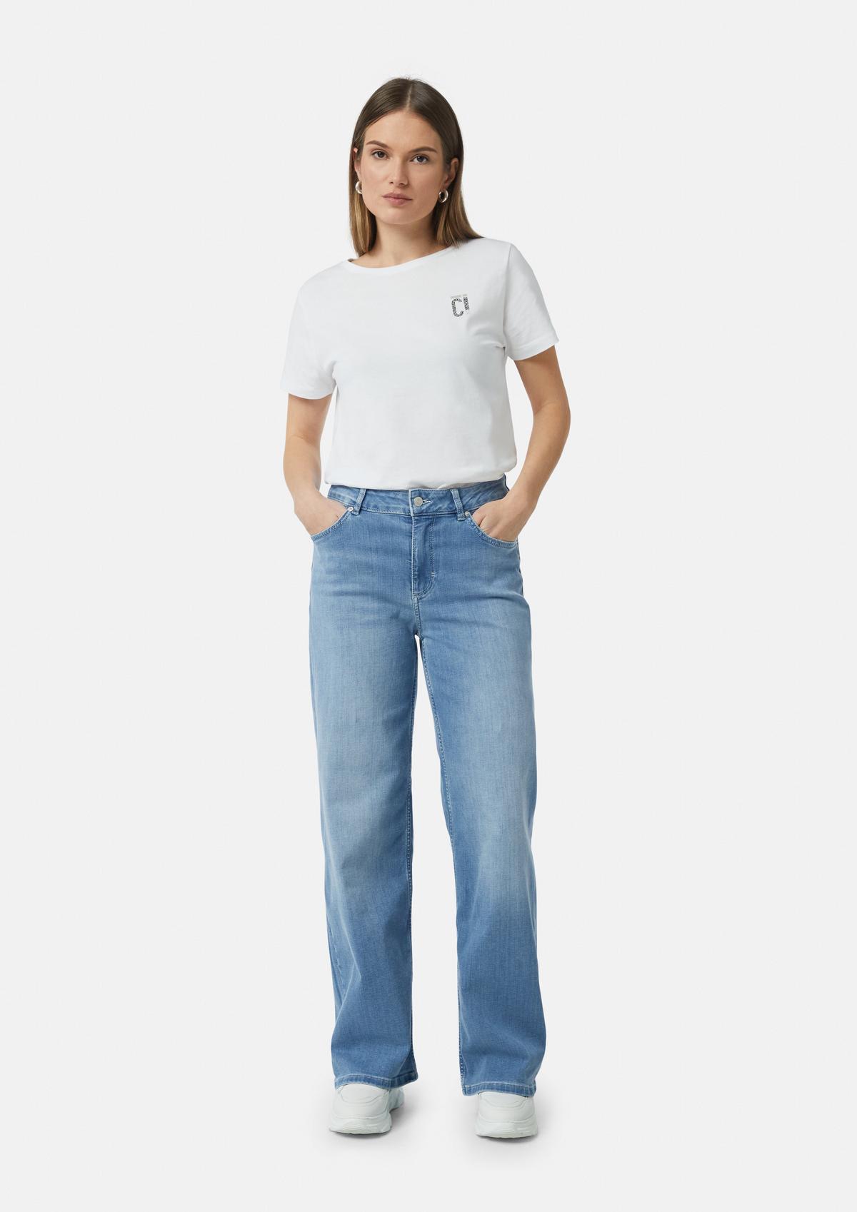Stretchy jeans with a wide leg - blue | Comma
