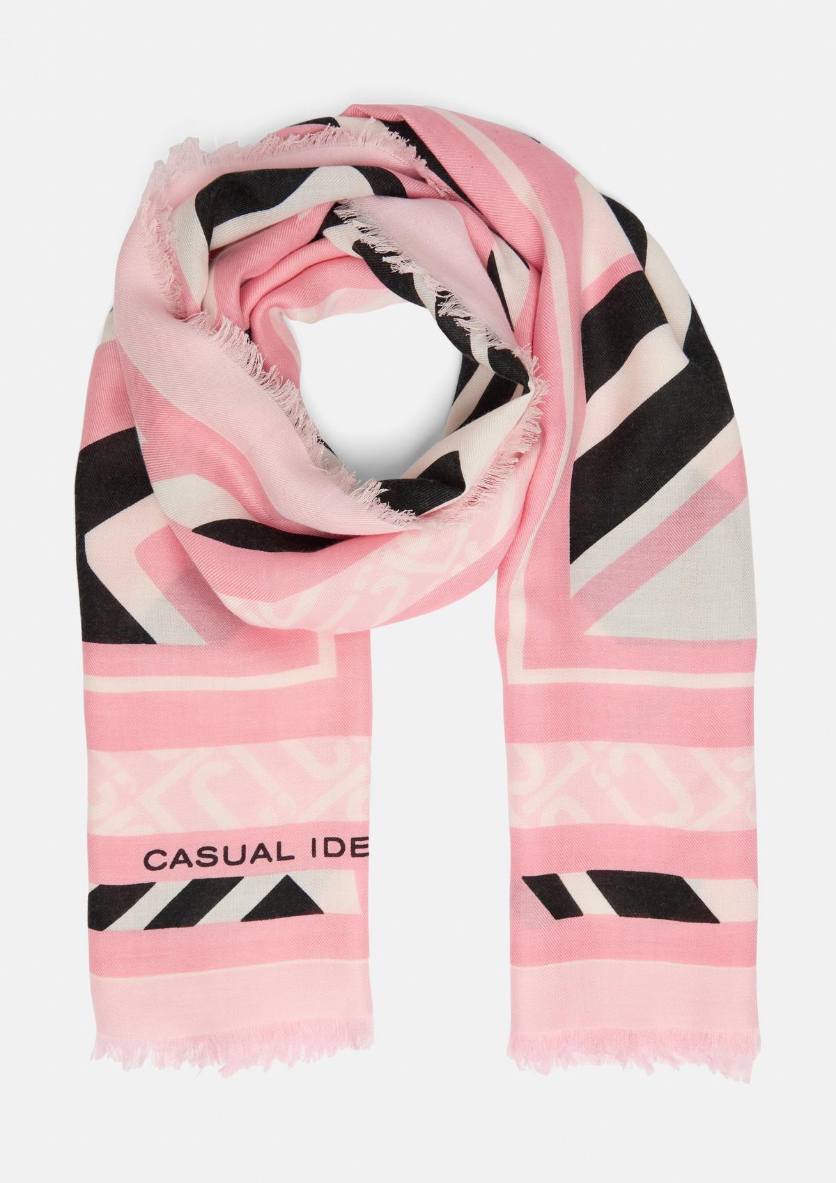 Floral patterned scarf in a modal and wool blend with fringing - soft ...