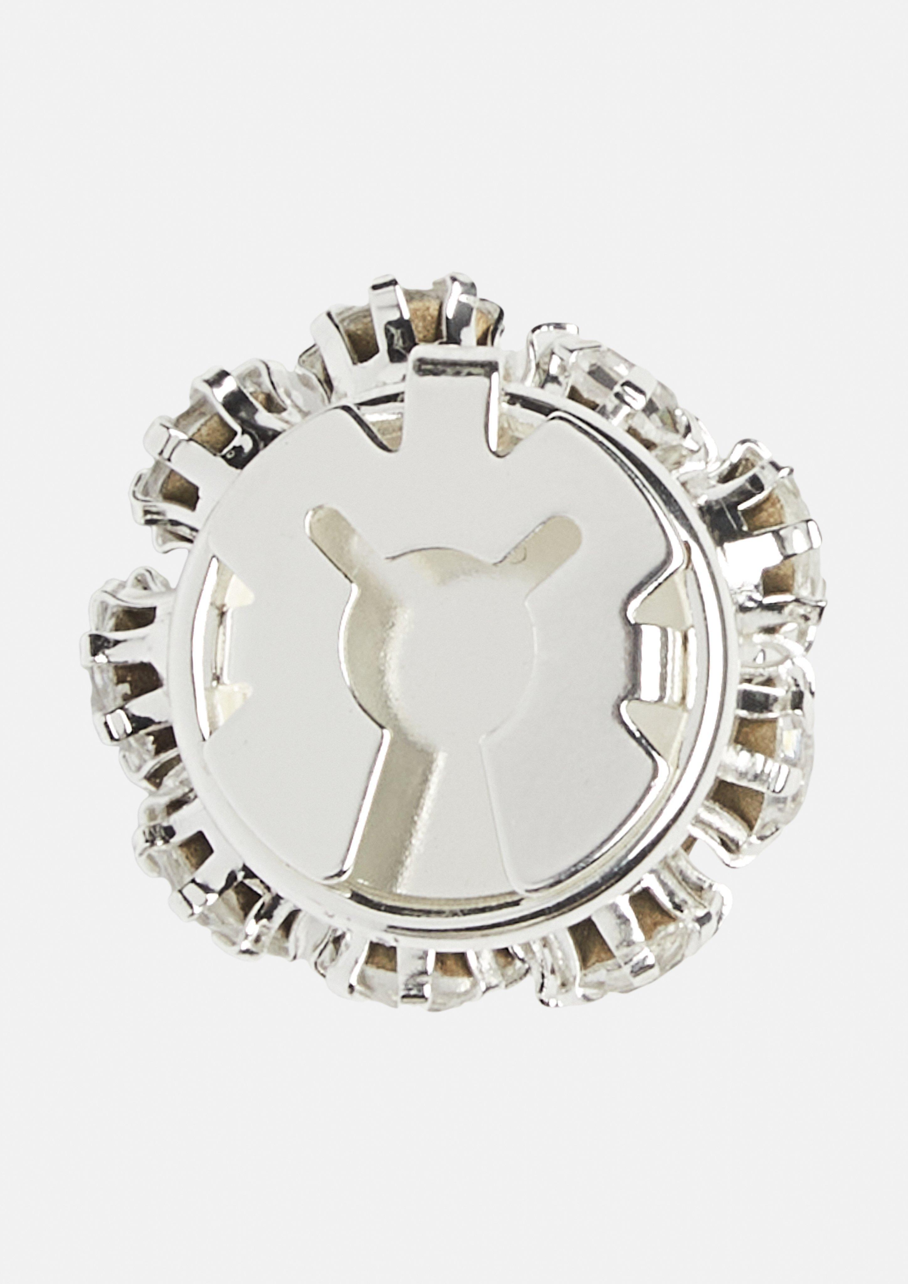 Glittering flower-shaped brooch - silver | Comma