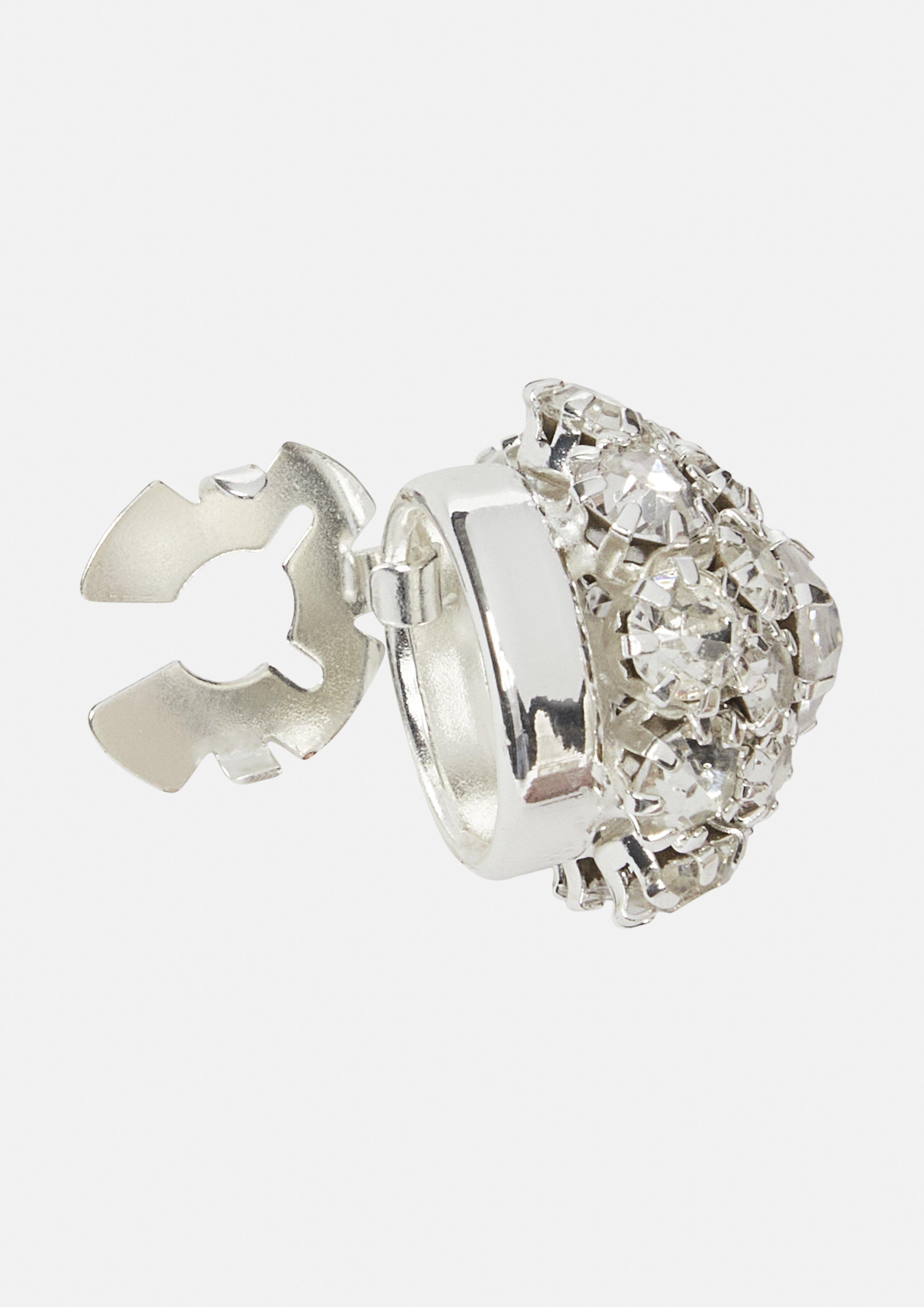 Glittering flower-shaped brooch - silver | Comma