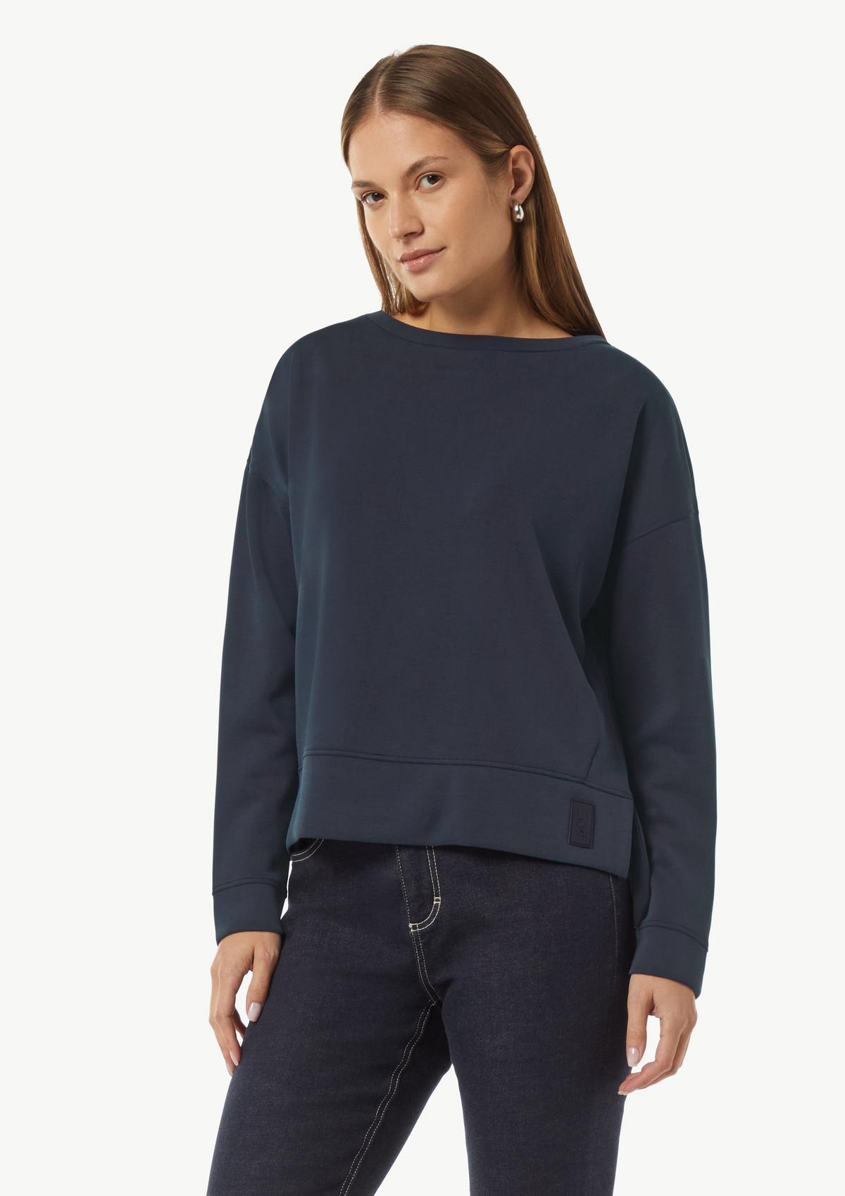 Soft sweatshirt with a slit at the hem - navy | Comma