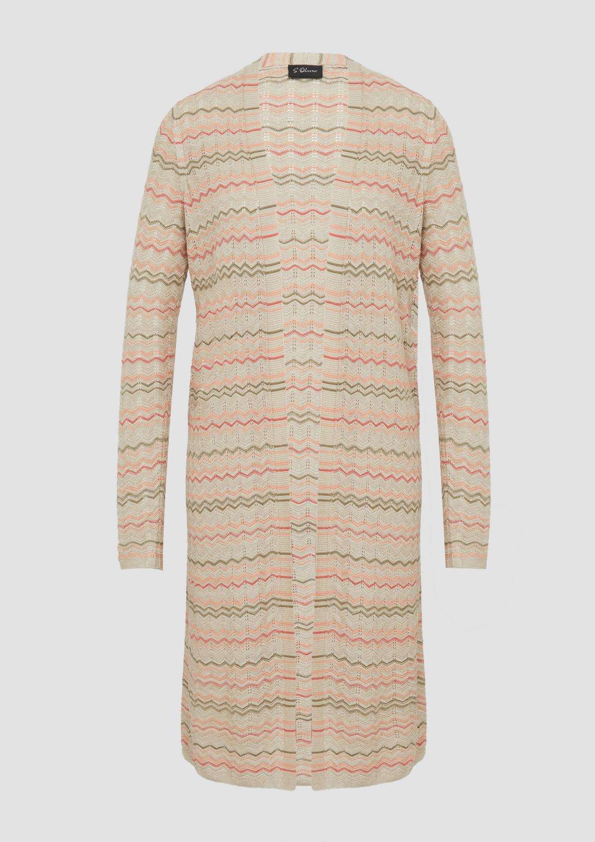 Longcardigan mit Zackenmuster und Glitzergarn - beige | s.Oliver
