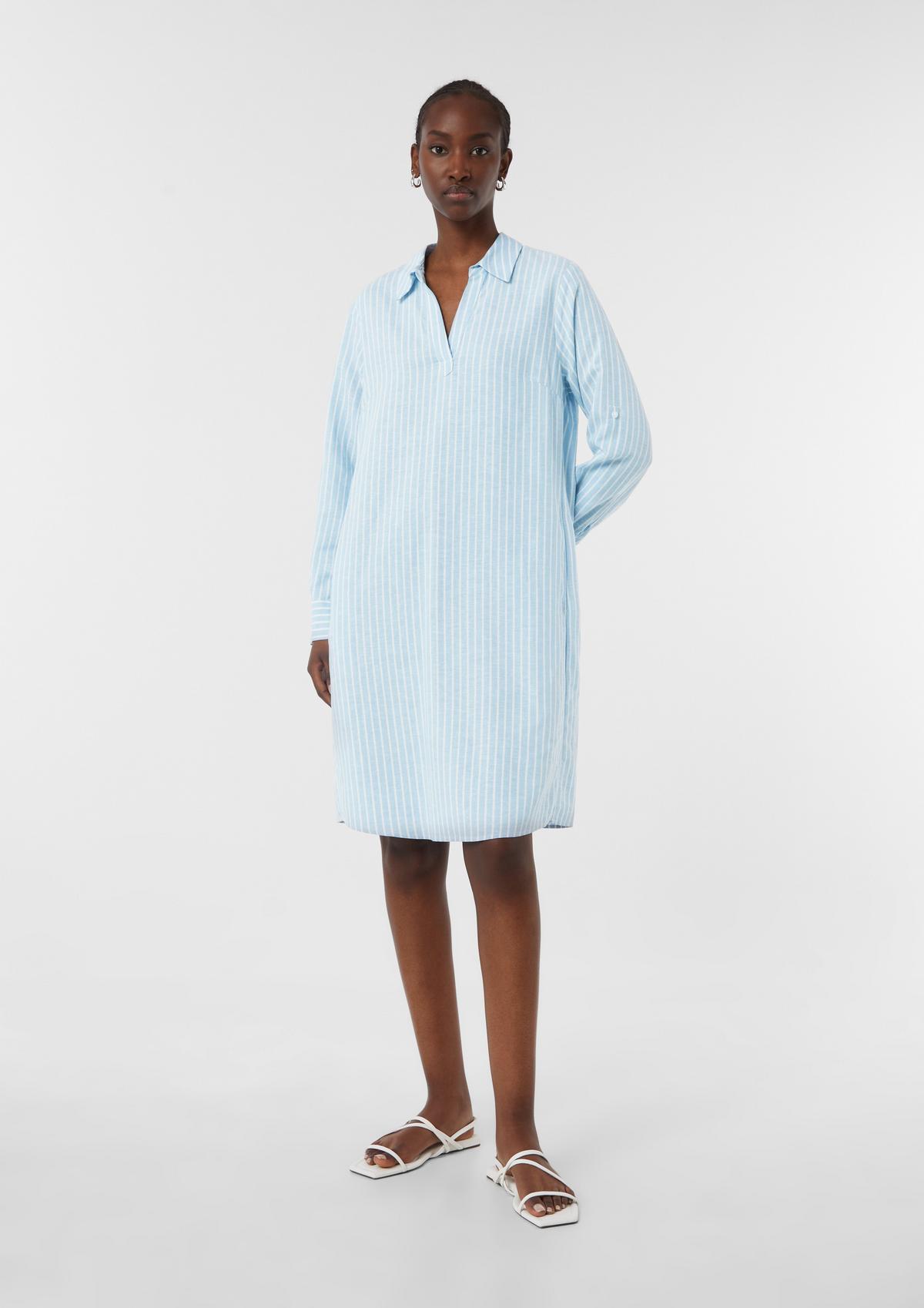 Striped shirt dress with slit pockets - light blue | Comma