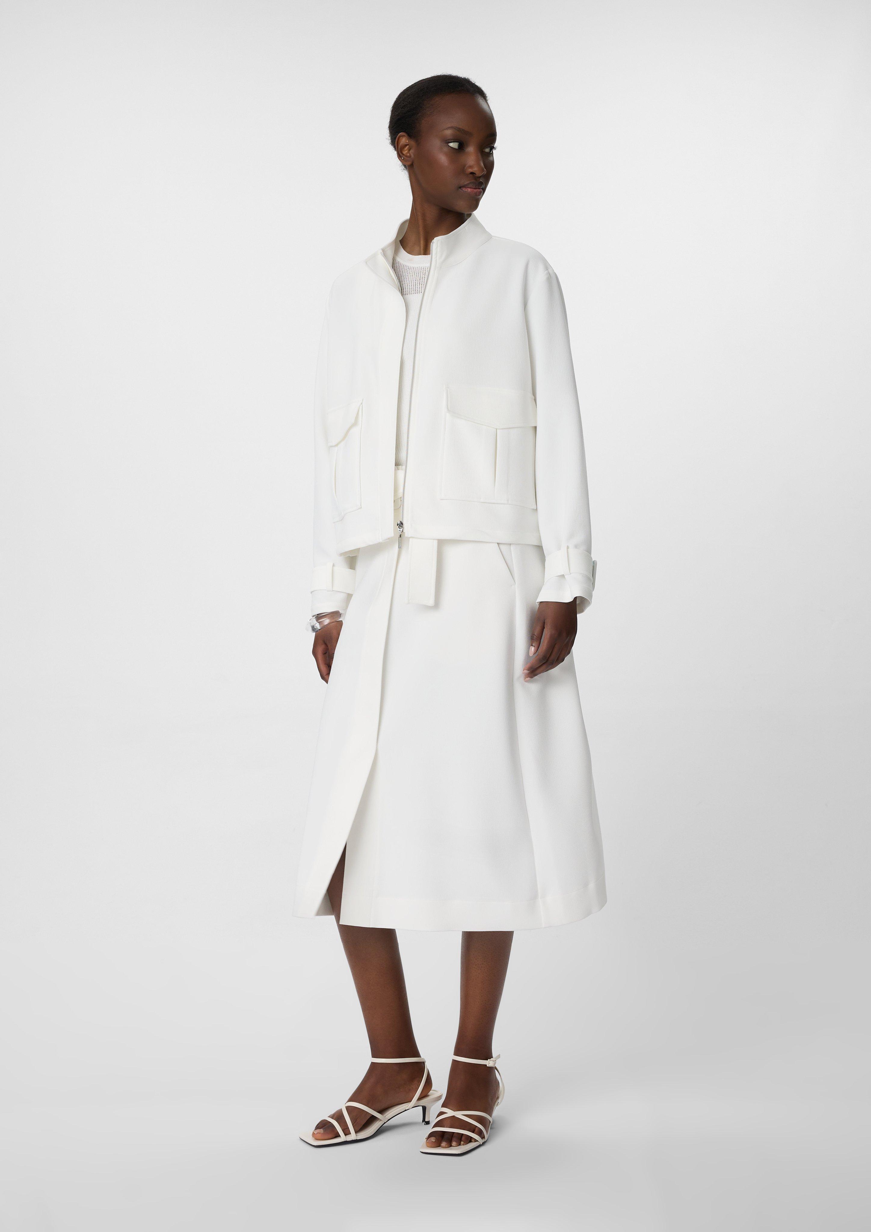 Wide, textured bomber jacket with a drawstring - white | Comma Wide, textured bomber jacket with a drawstring - white | Comma