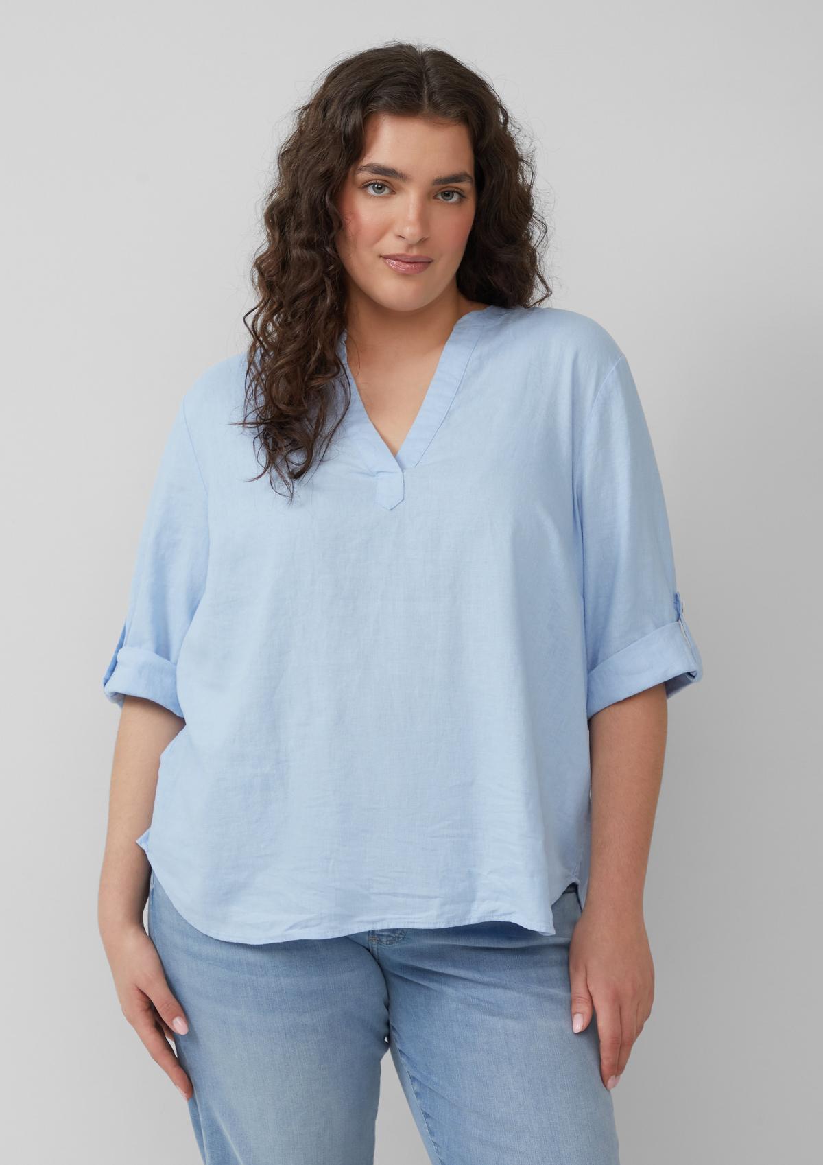 Leinenmix-Bluse mit Turn-up - hellblau | s.Oliver