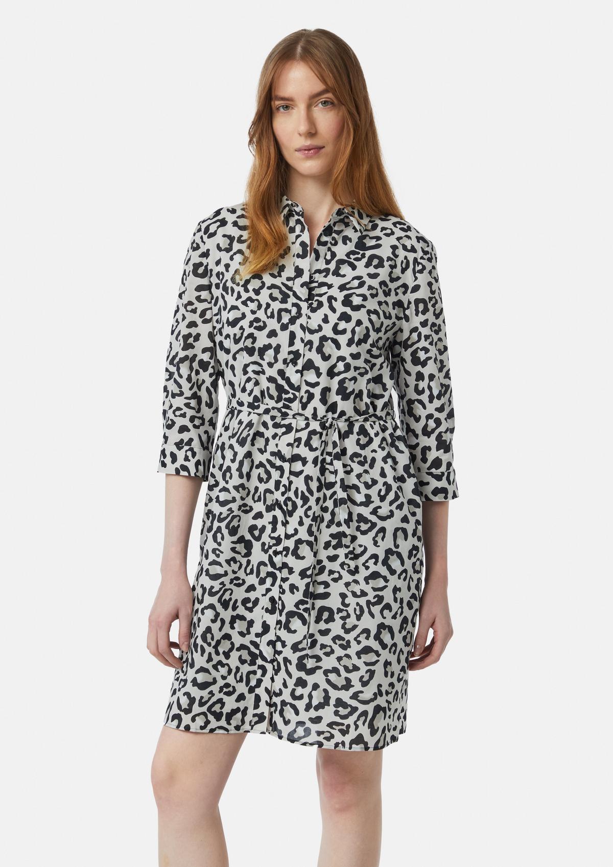 Leopard print shirt dress with slit pockets - light grey | Comma
