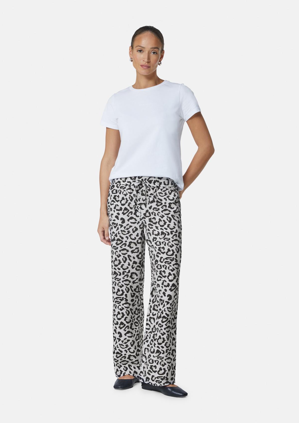 Schlupfhose mit Bindedetail und Leo-Muster - hellgrau | Comma