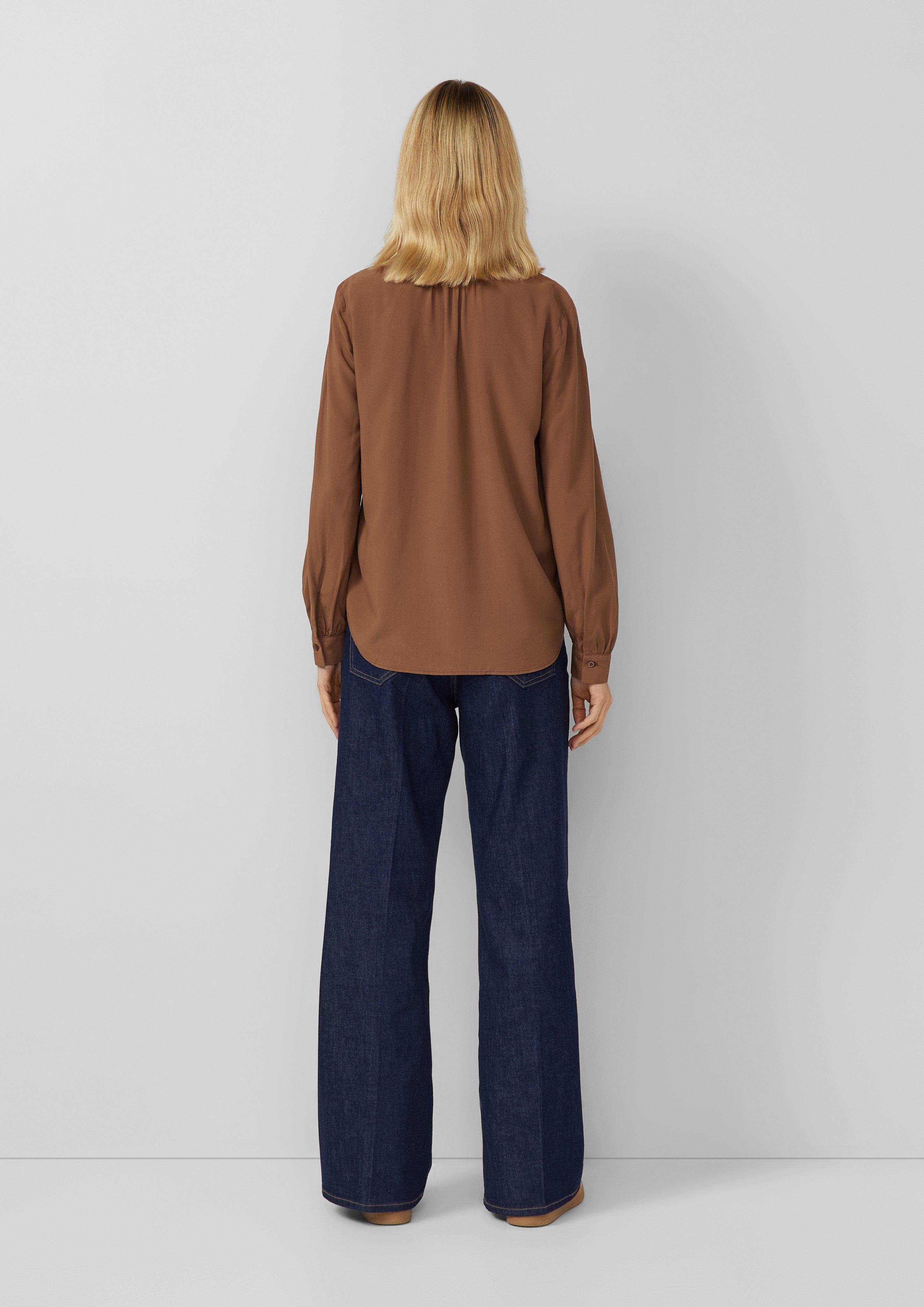 Soft viscose blouse with gathering - Brown | s.Oliver